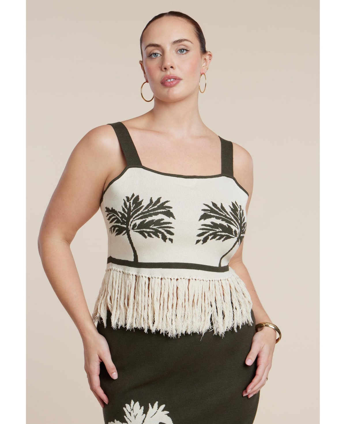 Click here for Eloquii Womens Plus Size Fringe Crop Top - Trio pa... prices
