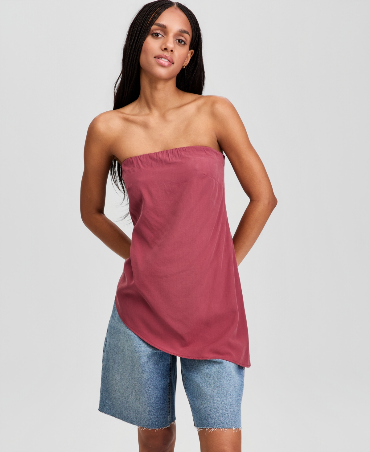 Click here for And Now This Womens Asymmetrical-Hem Strapless Top... prices