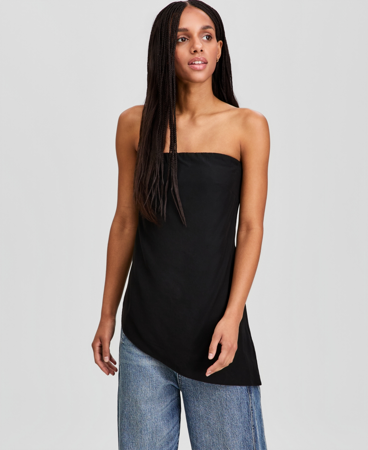 Click here for And Now This Womens Asymmetrical-Hem Strapless Top... prices