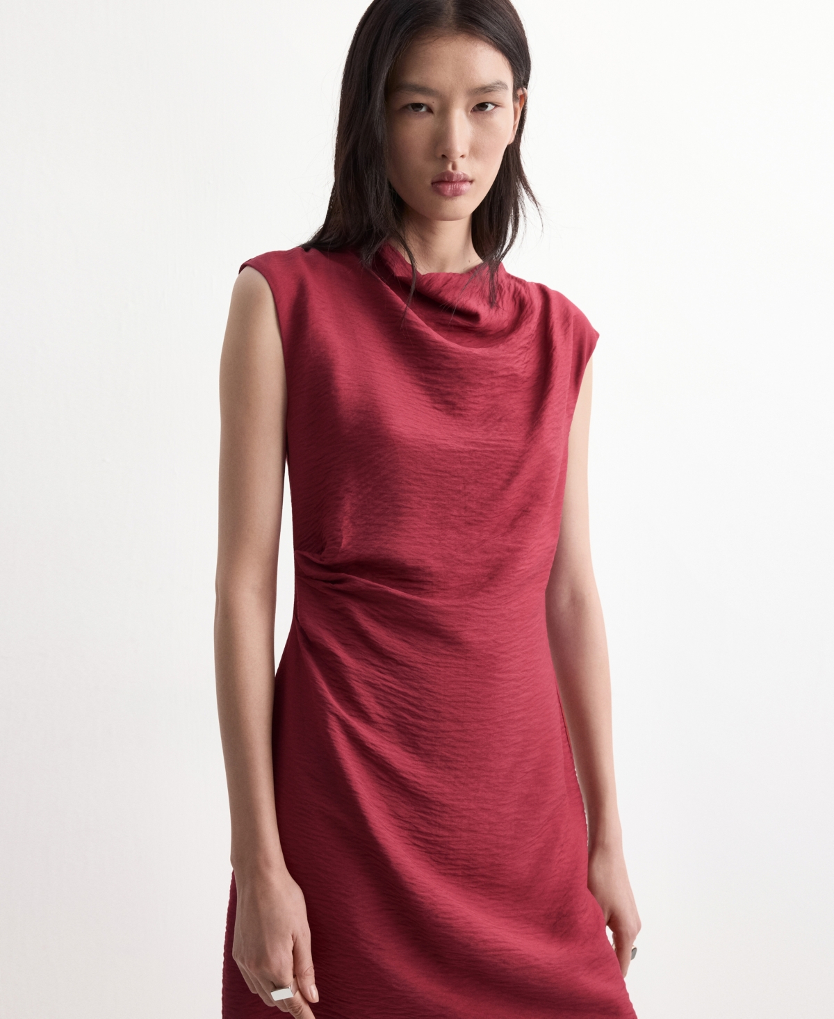Click here for Mango Womens Asymmetrical Draped Short Dress - Mar... prices
