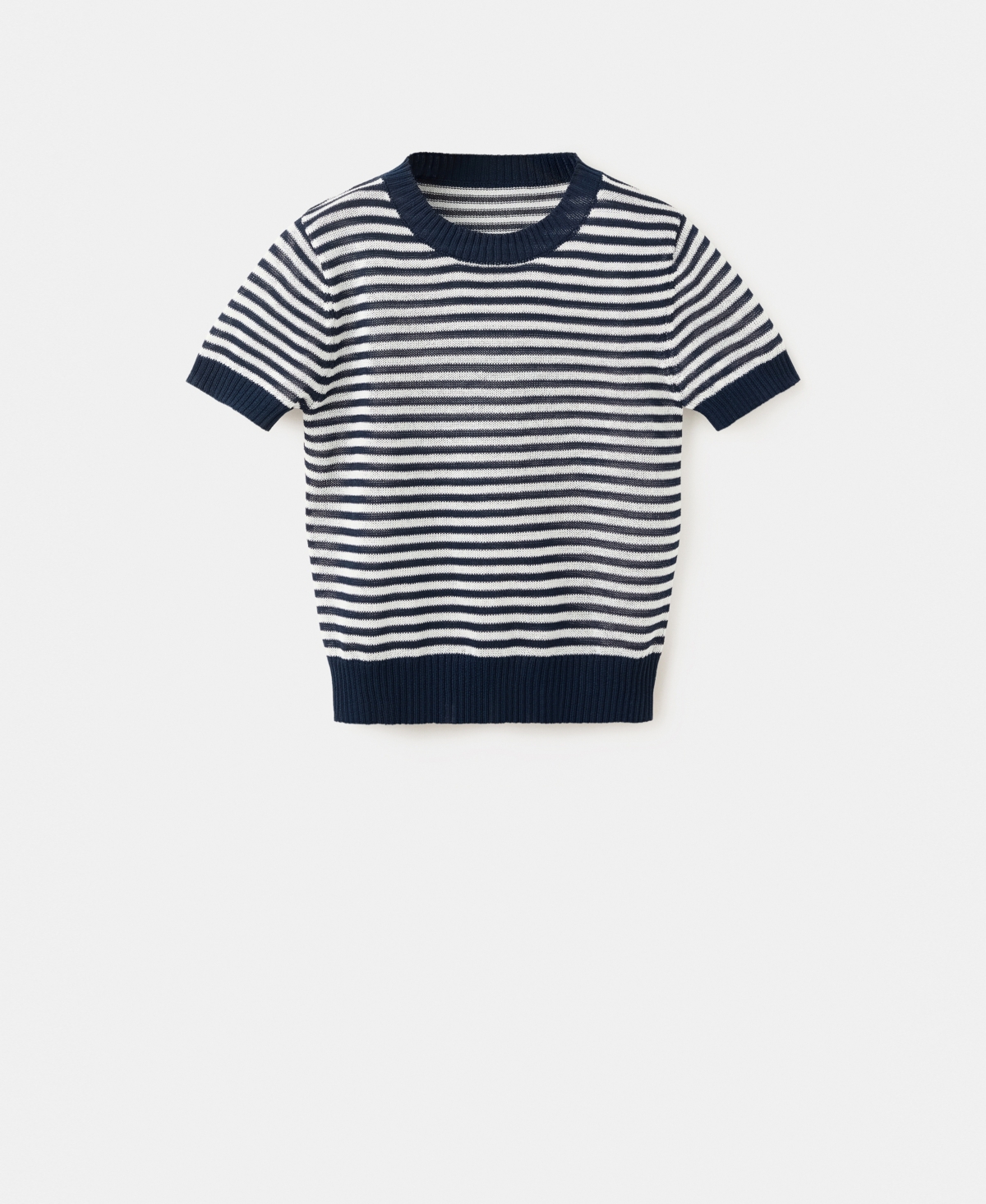 Click here for Mango Womens Crop Striped Sweater - Dark Navy prices