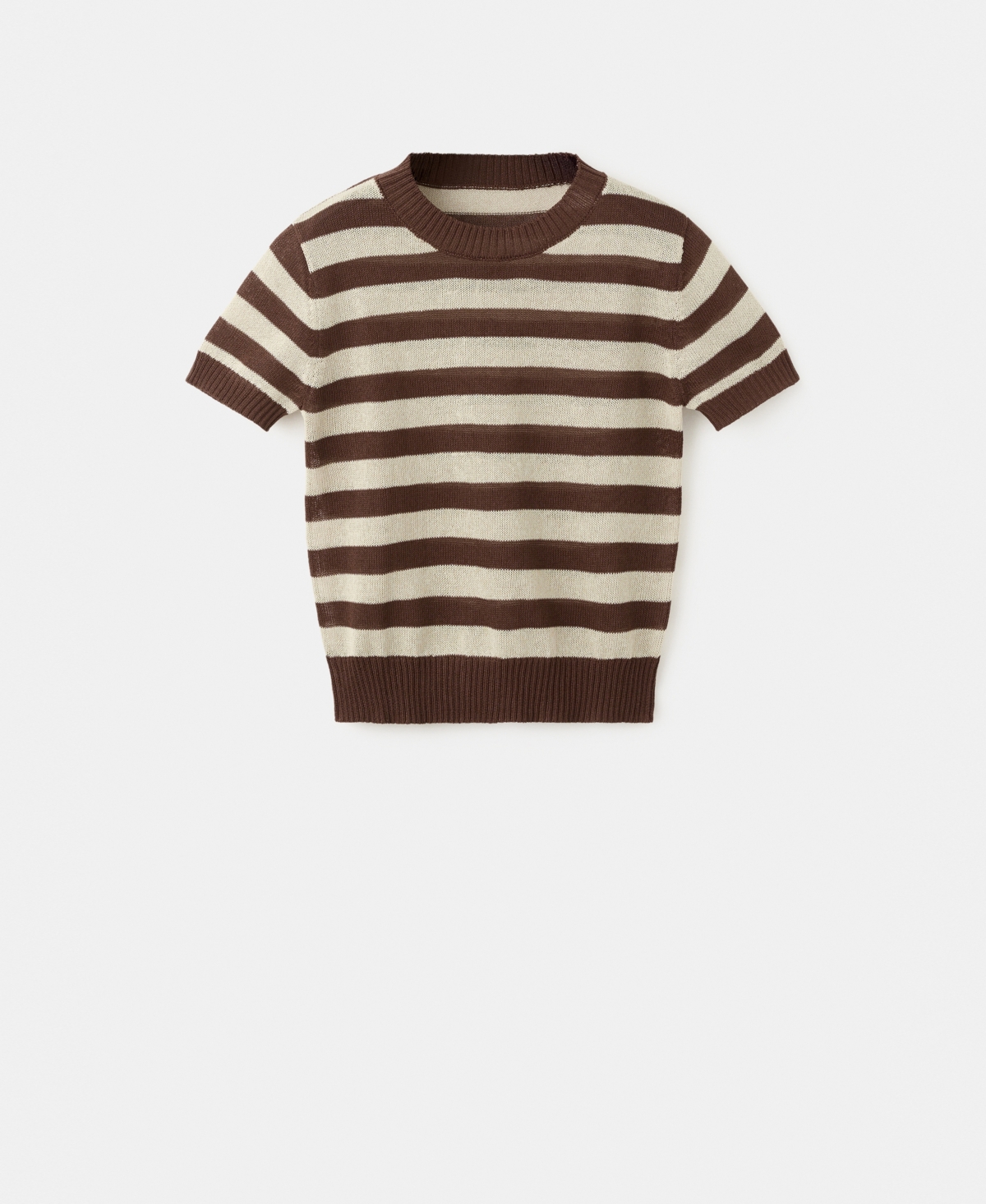 Click here for Mango Womens Crop Striped Sweater - Chocolate prices