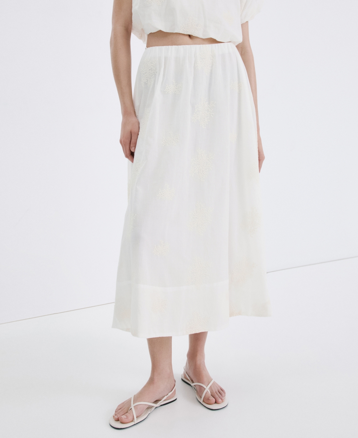 Click here for Mango Womens Embroidered Details Cotton Skirt - Ec... prices