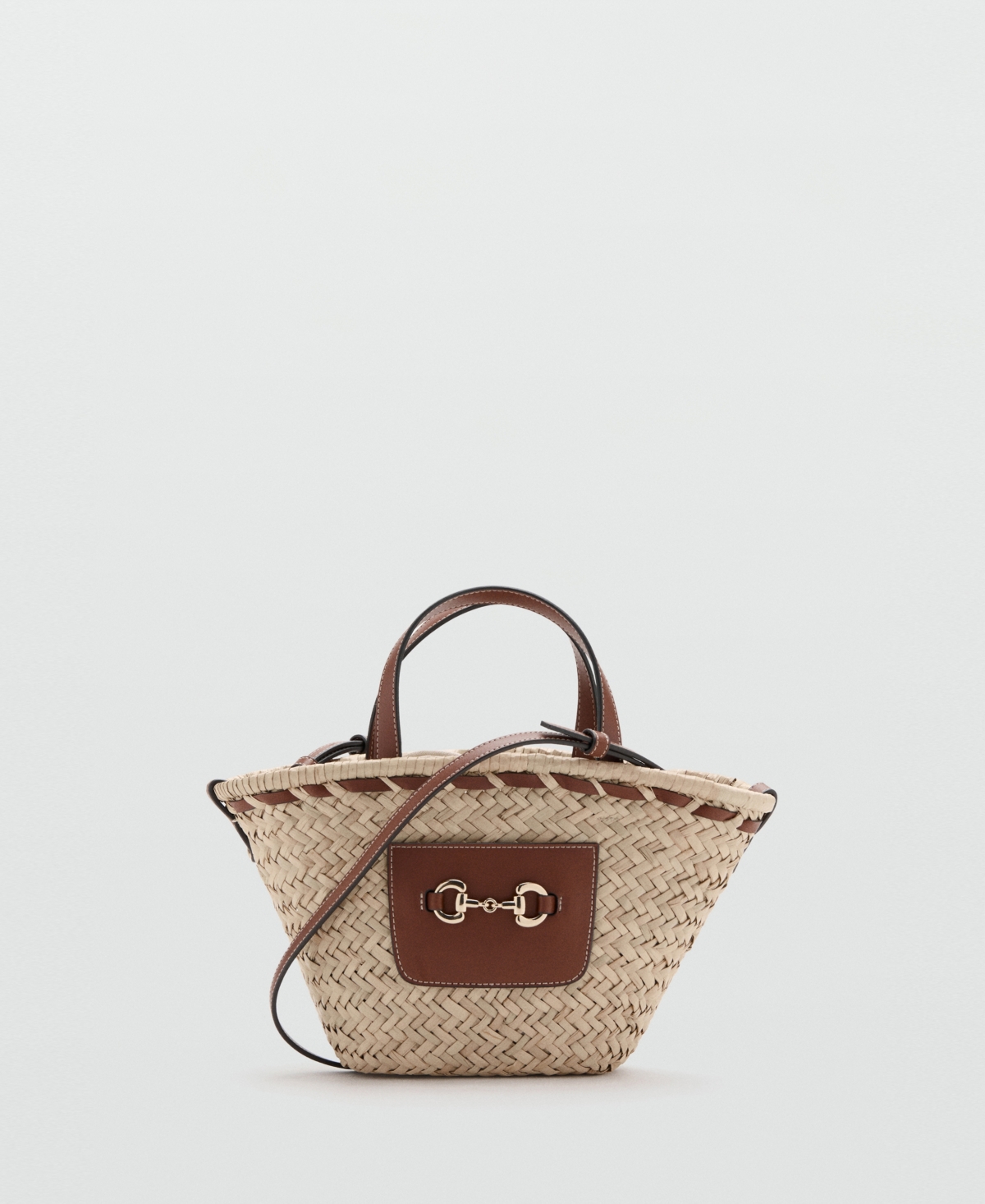 Click here for Mango Womens Small Natural Fiber Basket Bag - Leat... prices