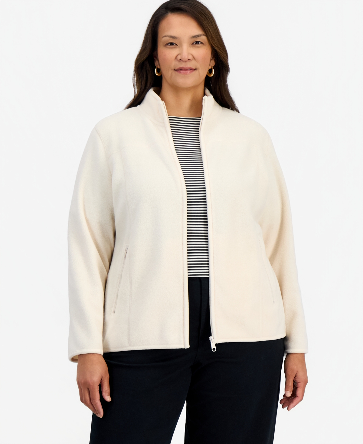 Click here for Style & Co Plus Size Solid Polar Fleece Zip-Front... prices