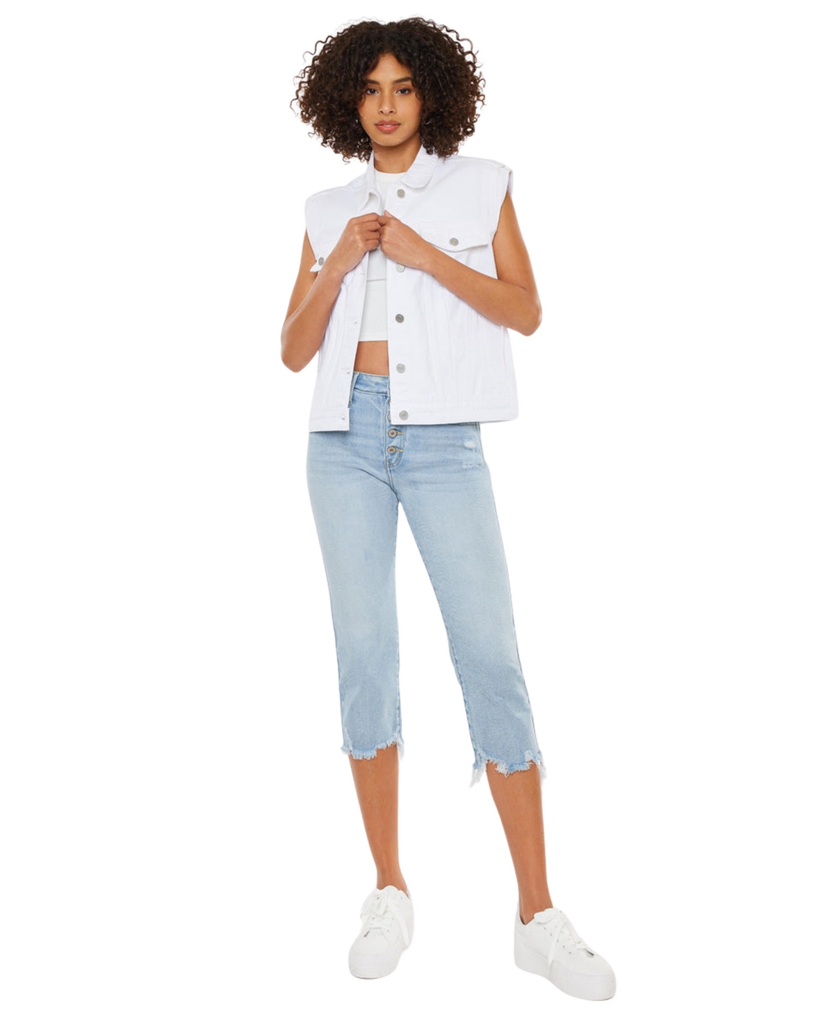 Click here for KanCan Womens Celene High-Rise Capris - Light ston... prices