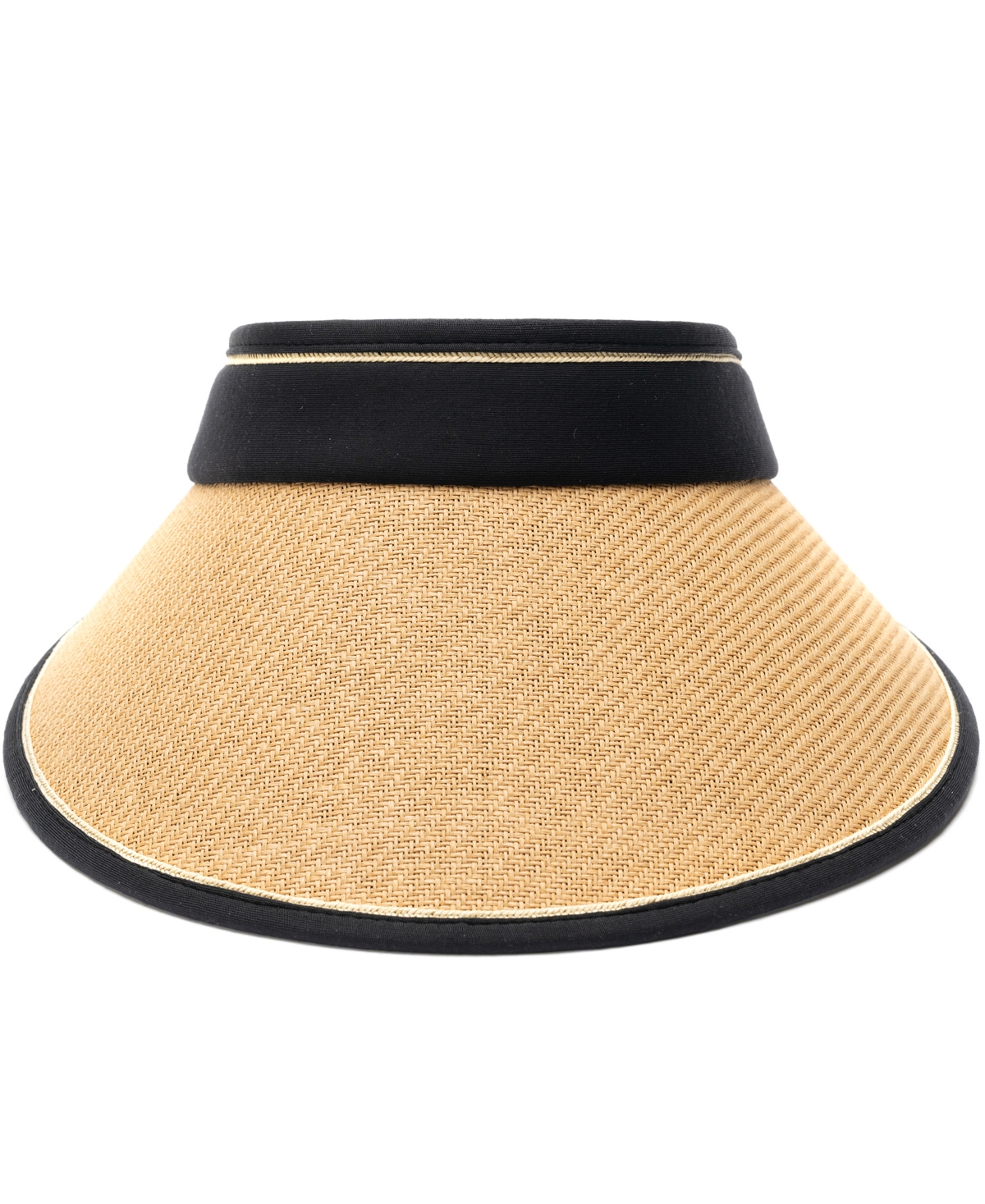 Click here for Vince Camuto Rollup Tweed Straw Visor Hat - Tan prices
