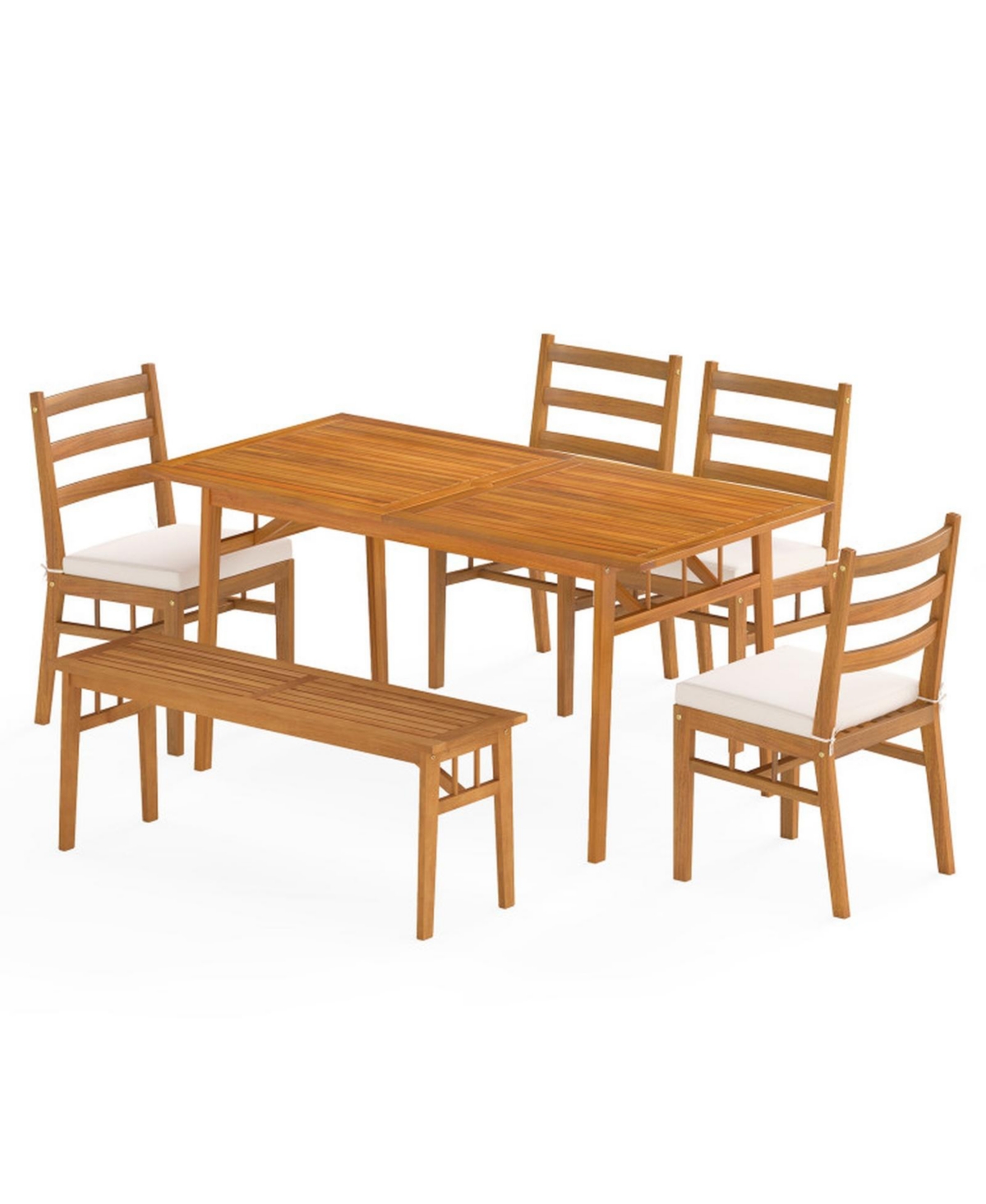 Click here for Sugift 6-Piece Patio Acacia Wood Dining Set with B... prices