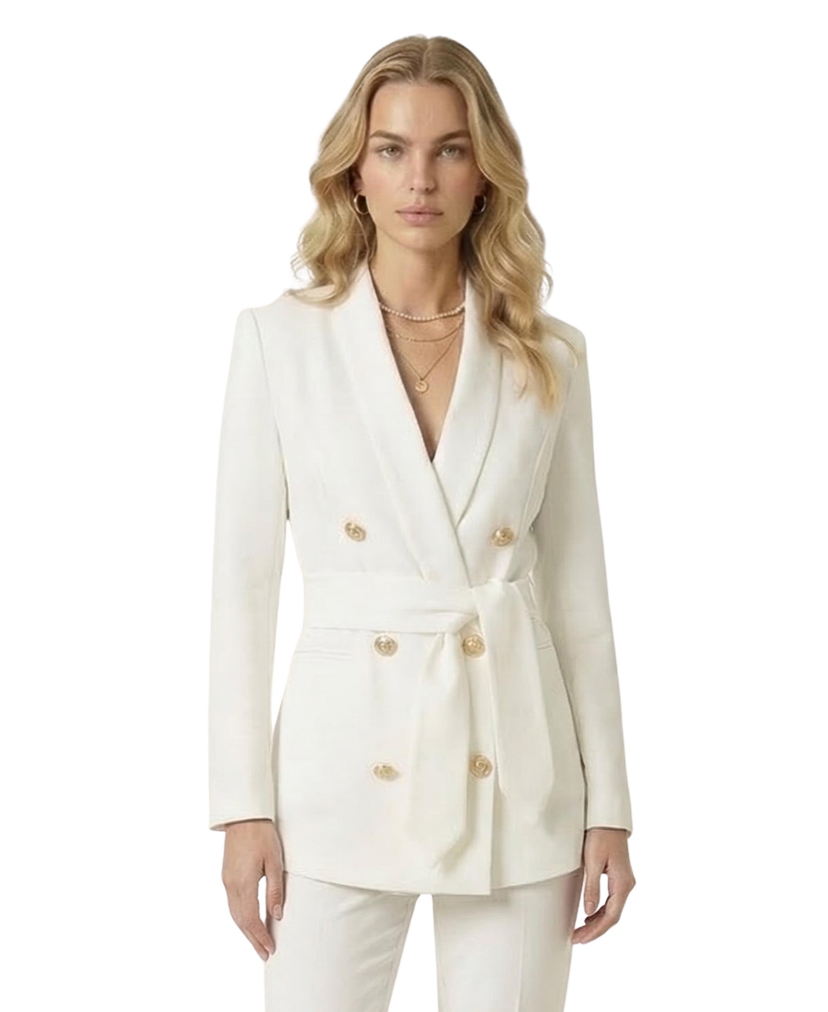 Click here for Modenaire Womens Double-Breasted Gold-Button Blaze... prices