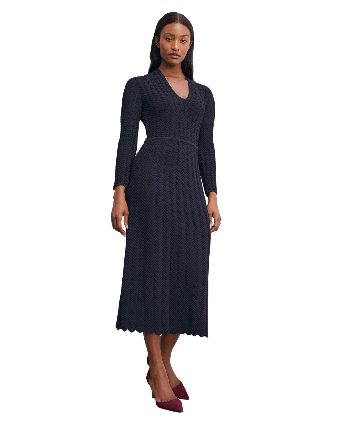 Click here for The Fold Womens Arcella Stretch Knit Dress - Navy prices