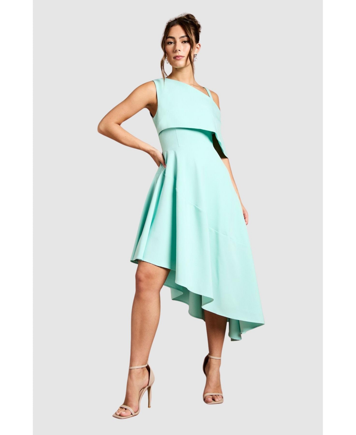 Click here for Coast Womens Asymmetric Crepe Midi Dress - Aqua prices