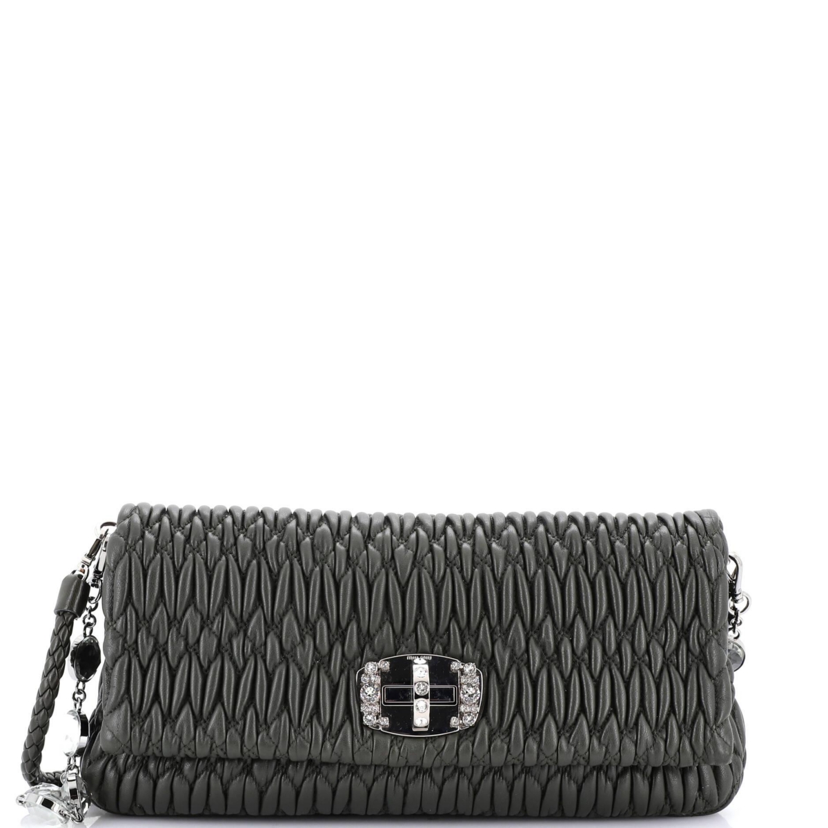 Click here for Pre-Owned Miu Miu Medium Crystal Clutch Matelasse... prices