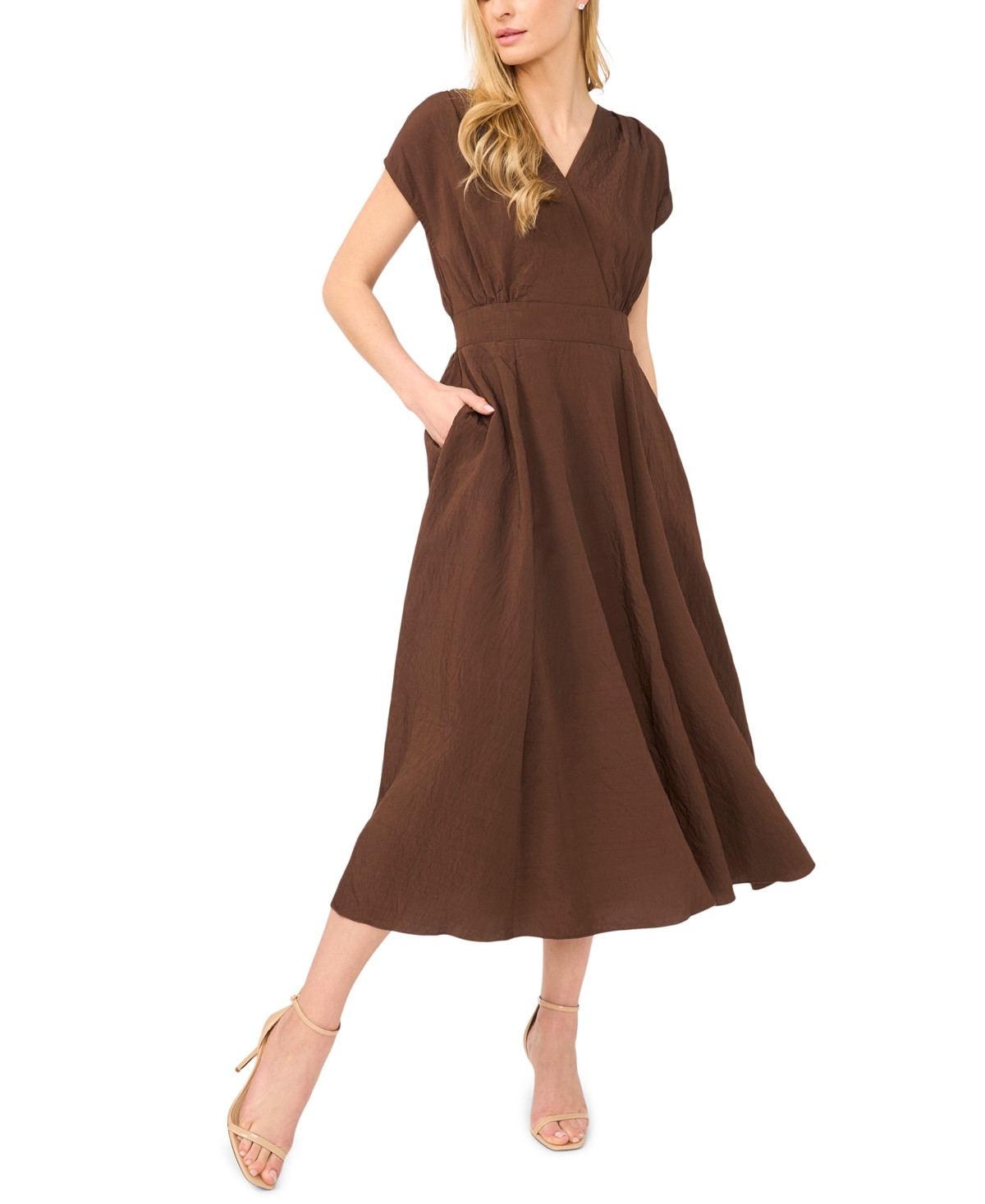 Click here for Msk Womens V-Neck Midi Dress - Chicory Coffee prices