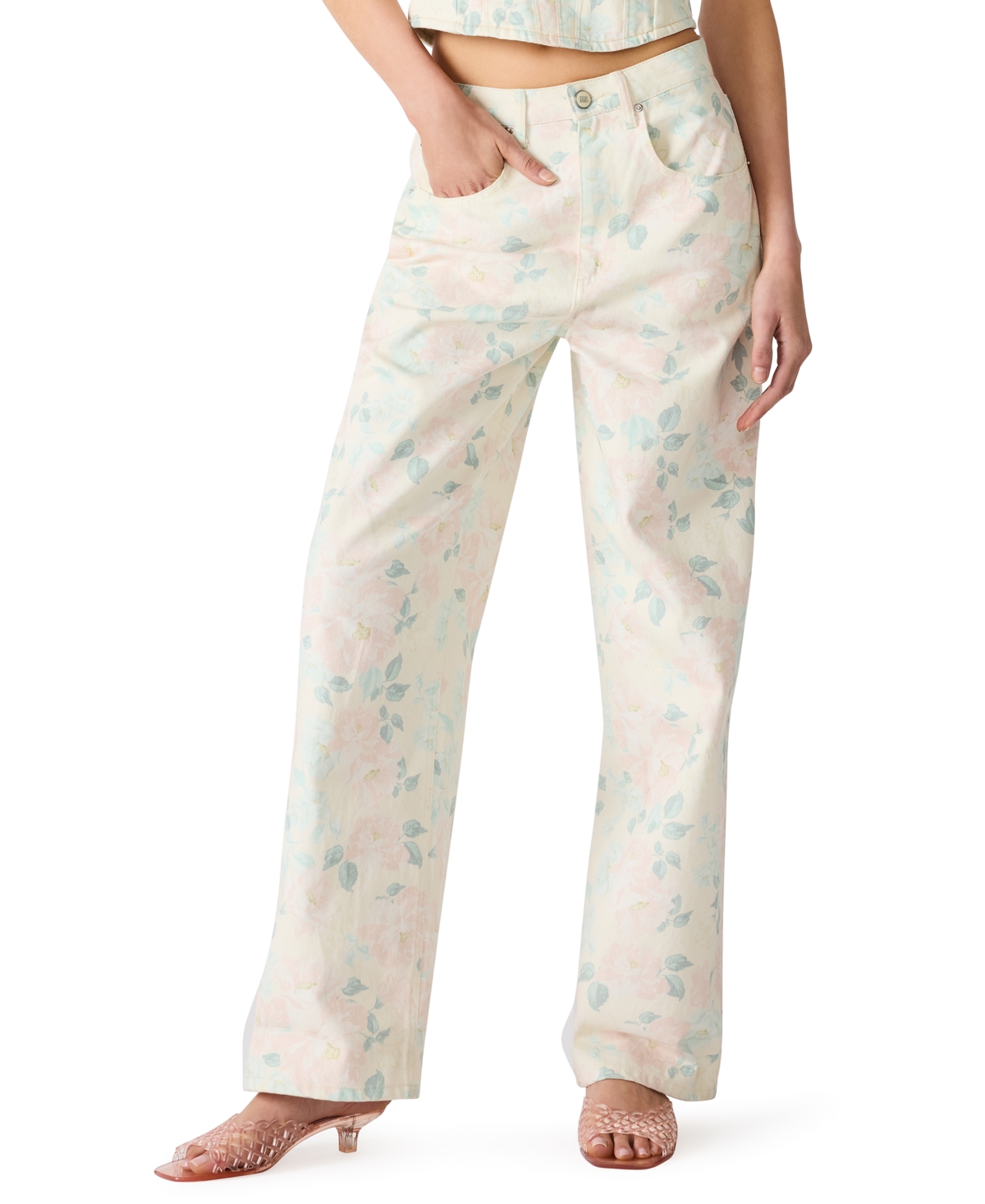 Click here for Steve Madden Womens Printed Straight-Fit Jeans - G... prices