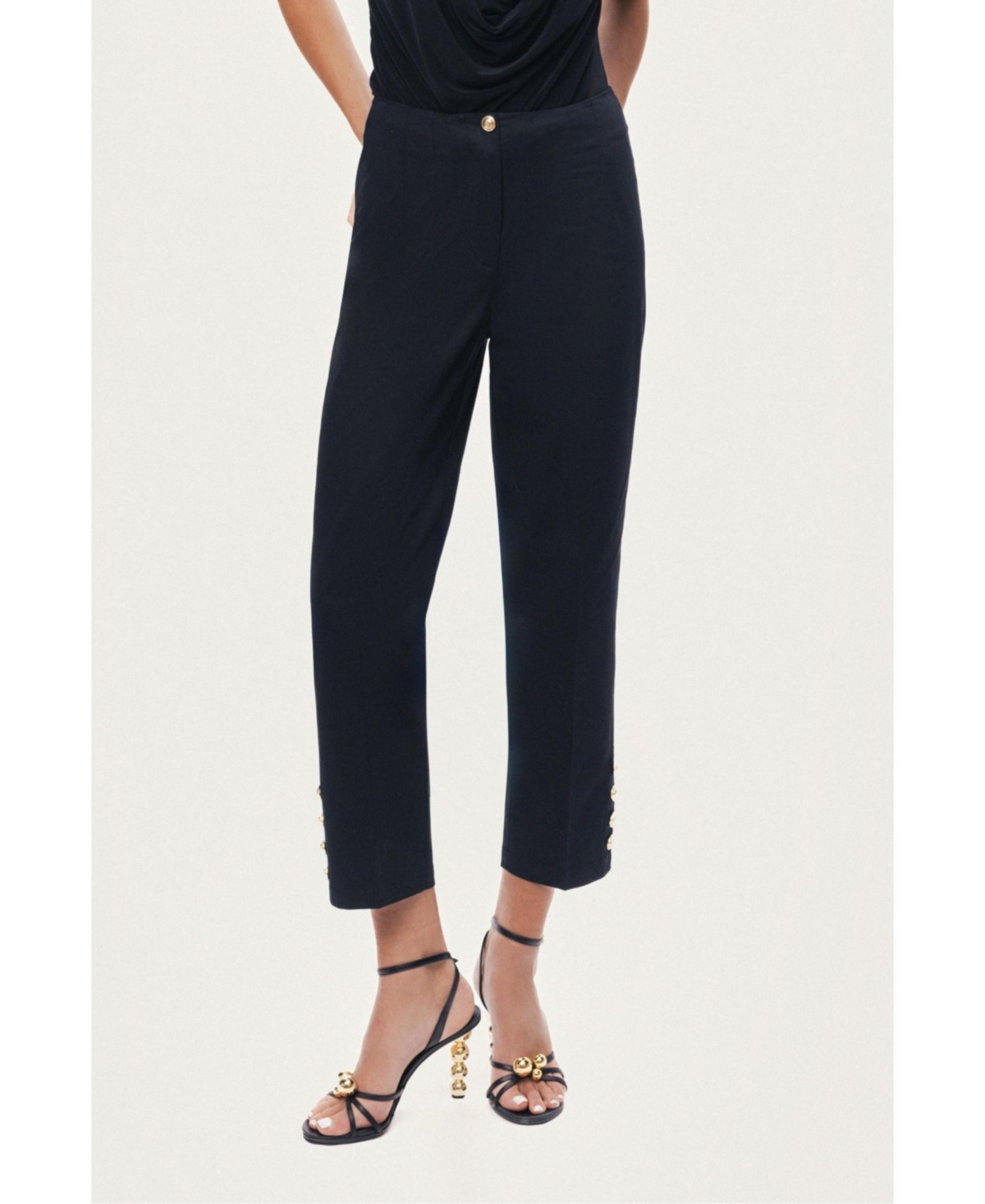 Click here for Nocturne Womens Gold Button Detail Pants - Black prices