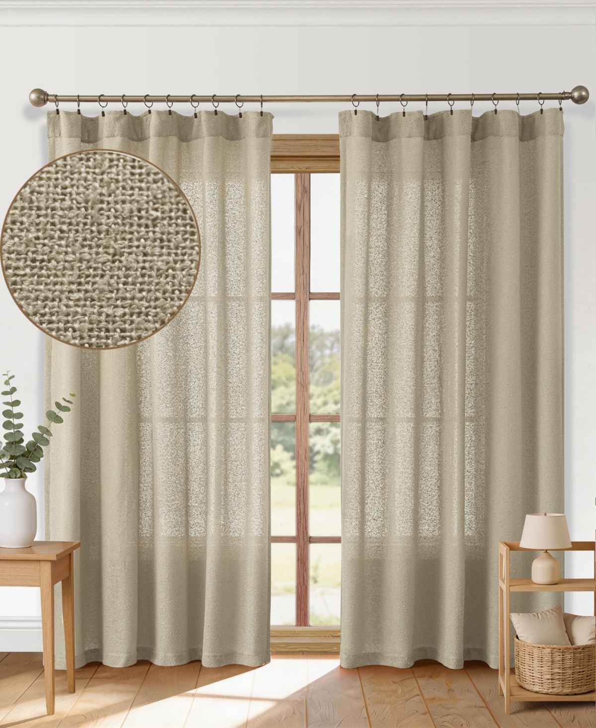 Click here for Boucle Light Filtering Back Tab Single Curtain Pan... prices
