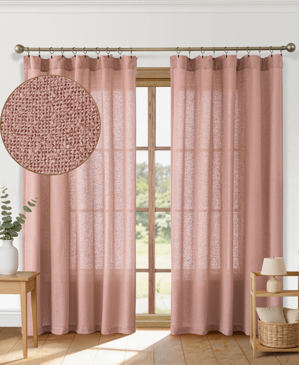 Click here for Boucle Light Filtering Back Tab Single Curtain Pan... prices