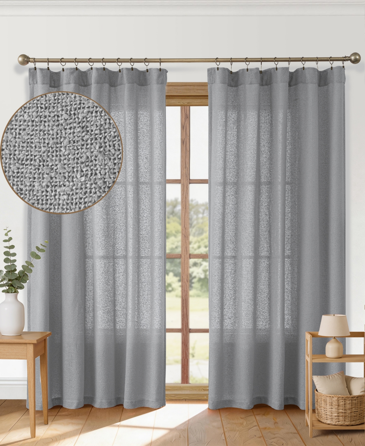 Click here for Boucle Light Filtering Back Tab Single Curtain Pan... prices