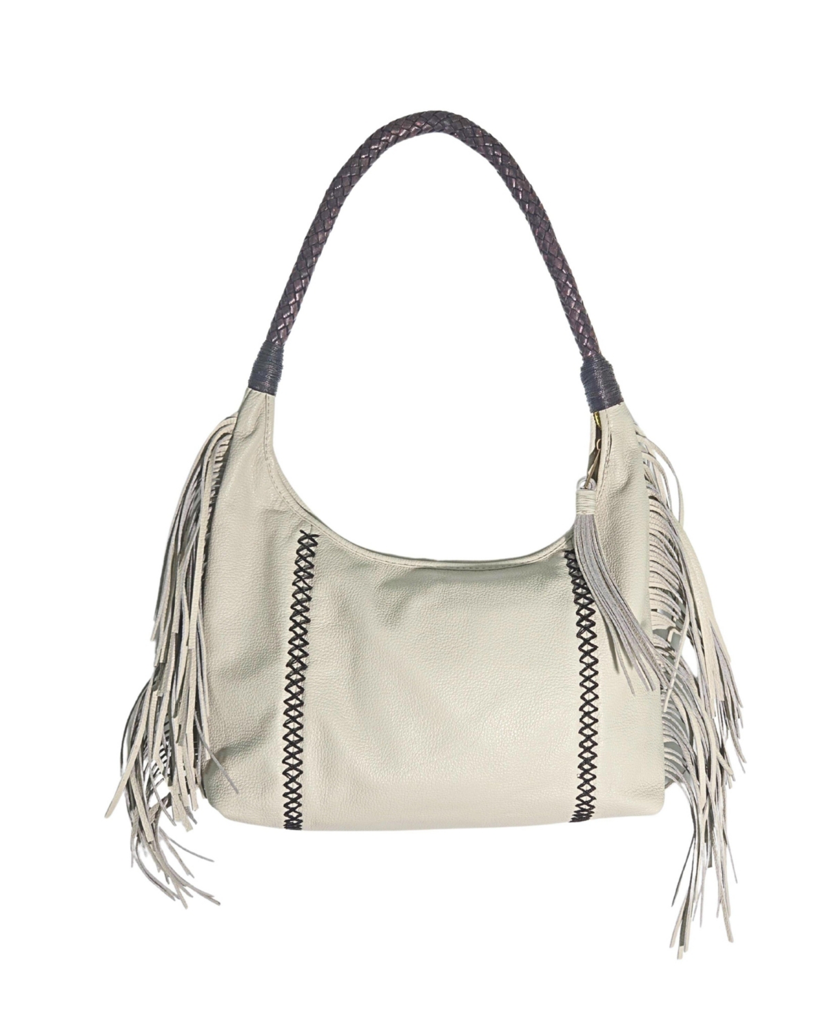 Click here for Carlos Falchi Fringe Leather Hobo Bag - Winter whi... prices