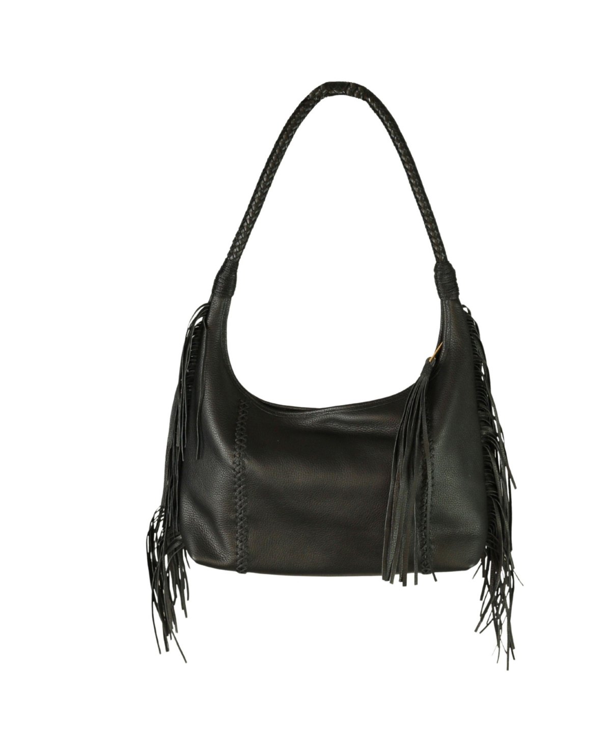 Click here for Carlos Falchi Fringe Leather Hobo Bag - Black obsi... prices