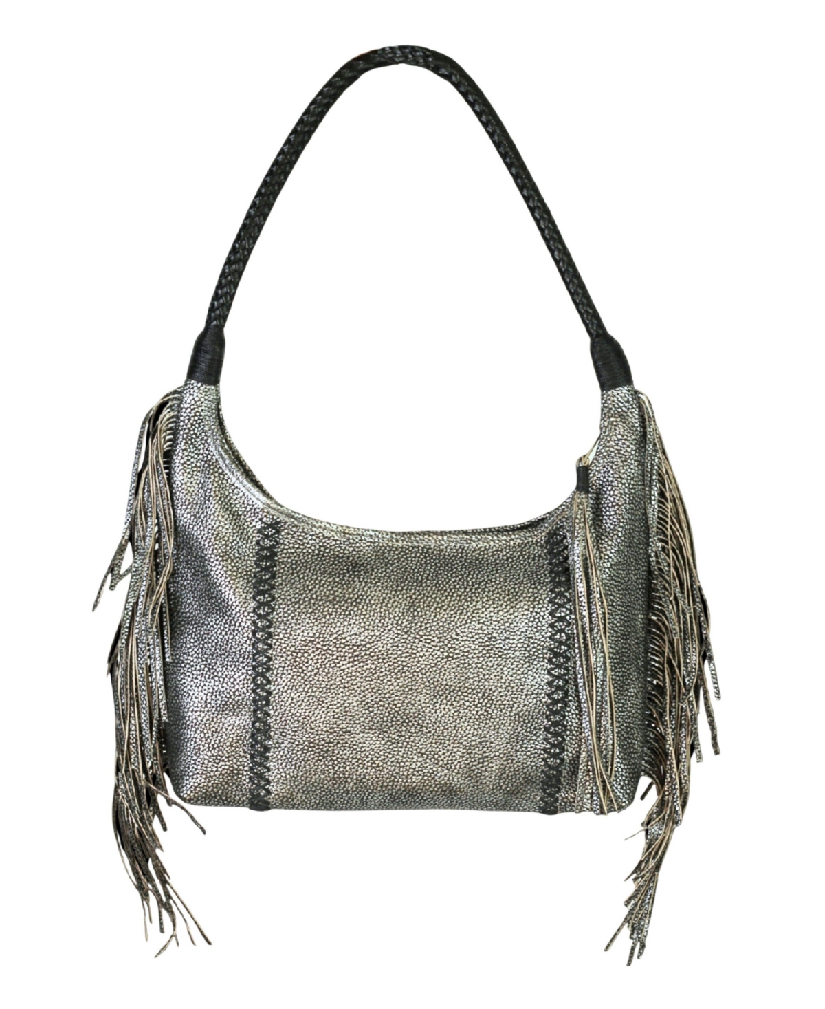 Click here for Carlos Falchi Fringe Leather Hobo Bag - Roman chro... prices