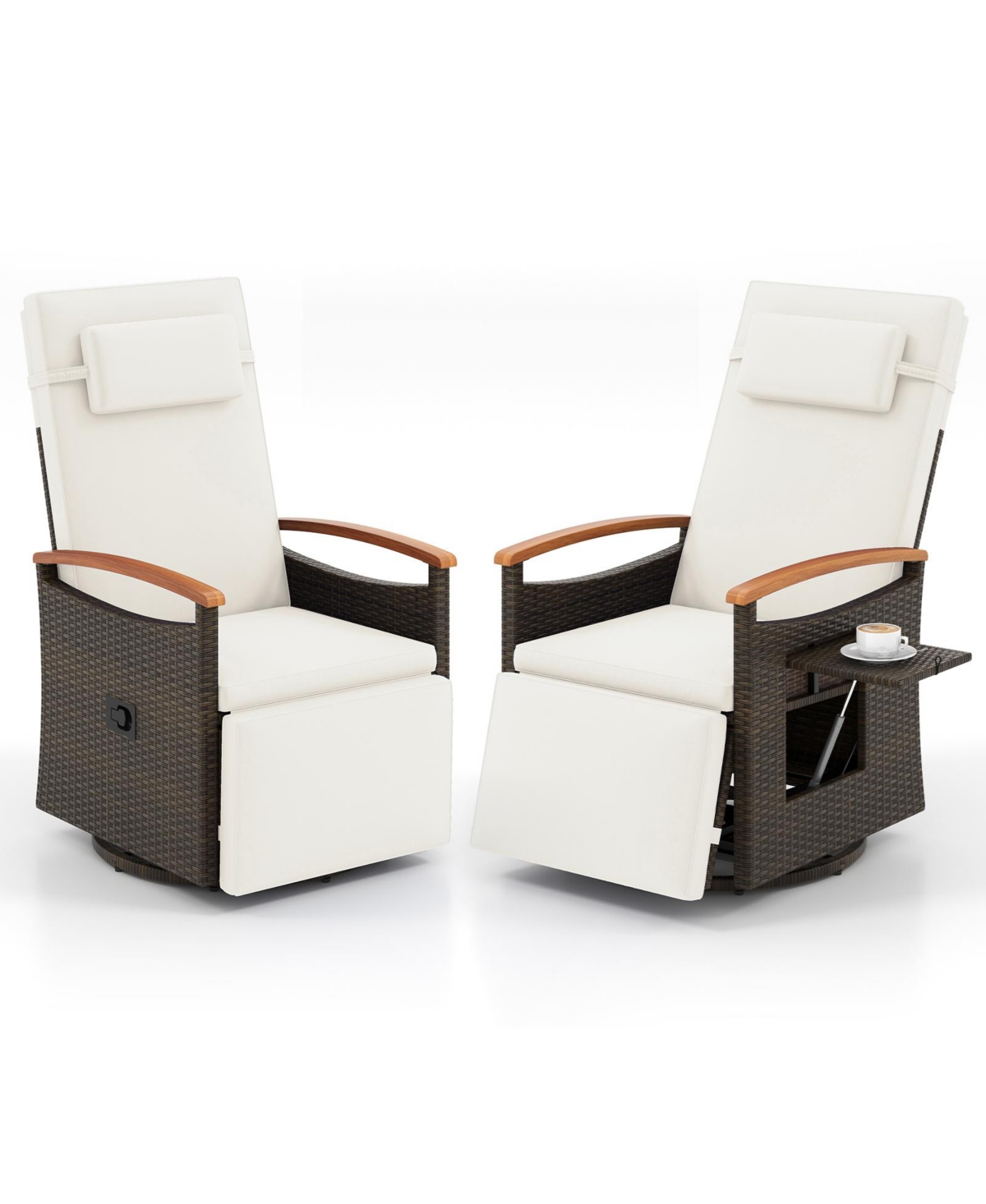 Click here for Gymax Set Of 2 Outdoor 360° Swivel Rattan Rec... prices