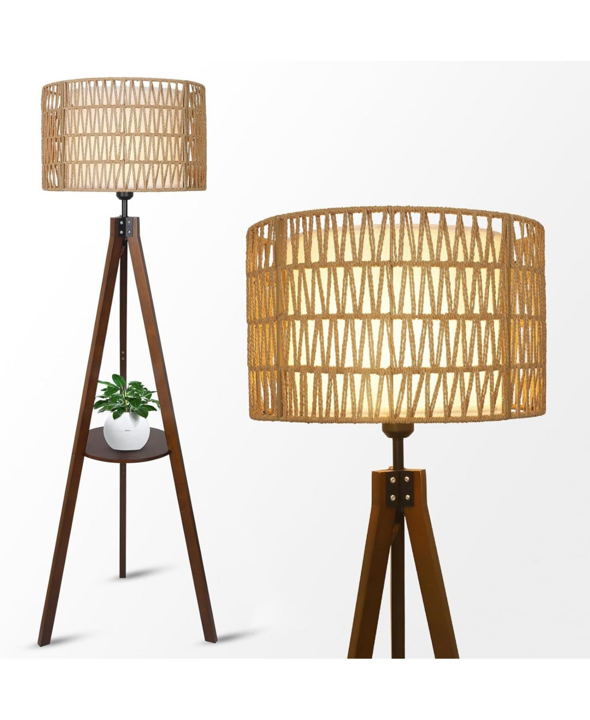 Click here for Modern Tripod Floor Lamp with Natural Rattan Shade... prices
