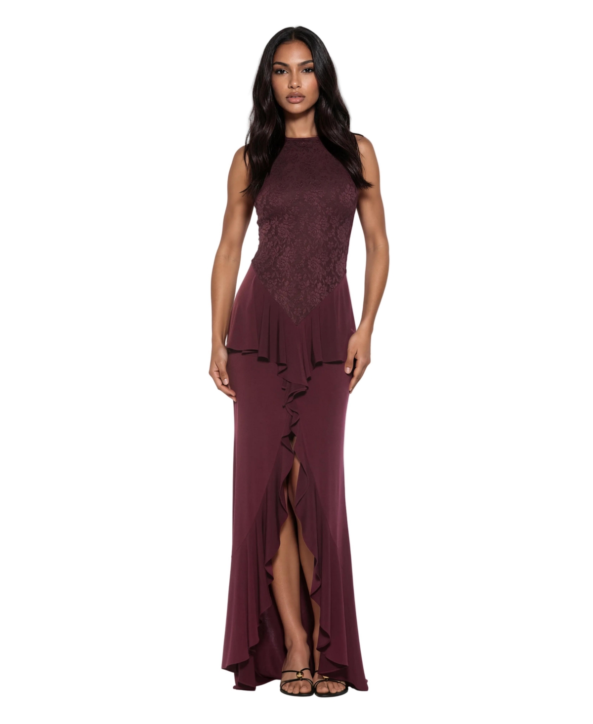 Click here for Alexia Admor Womens Perrin Boatneck Ruffle Gown -... prices