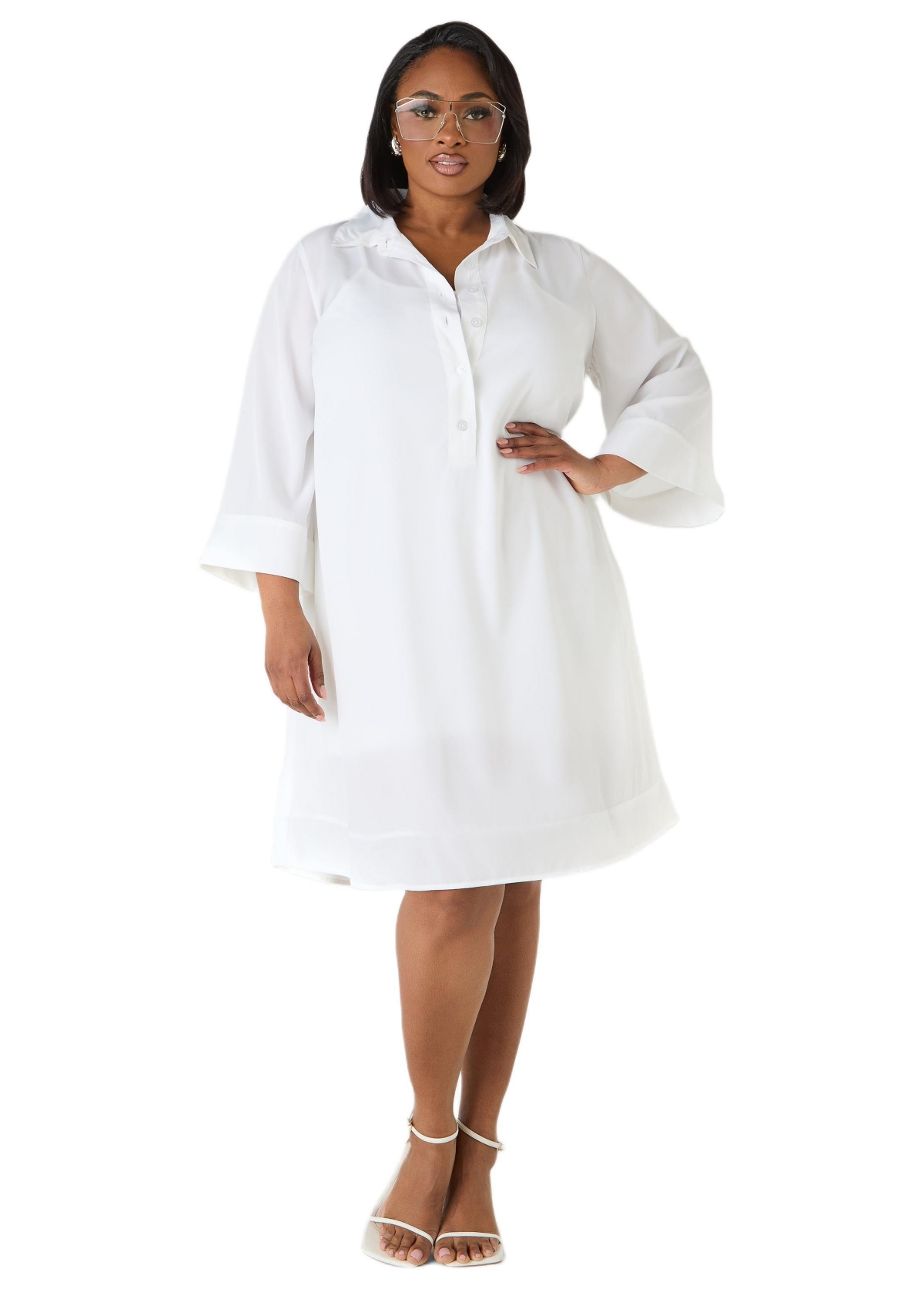 Click here for Ashley Stewart Womens Collared Swing Shirtdress prices