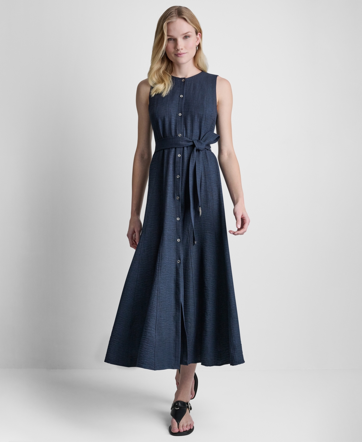 Click here for Dkny Womens Sleeveless Belted Midi Dress - Spring... prices