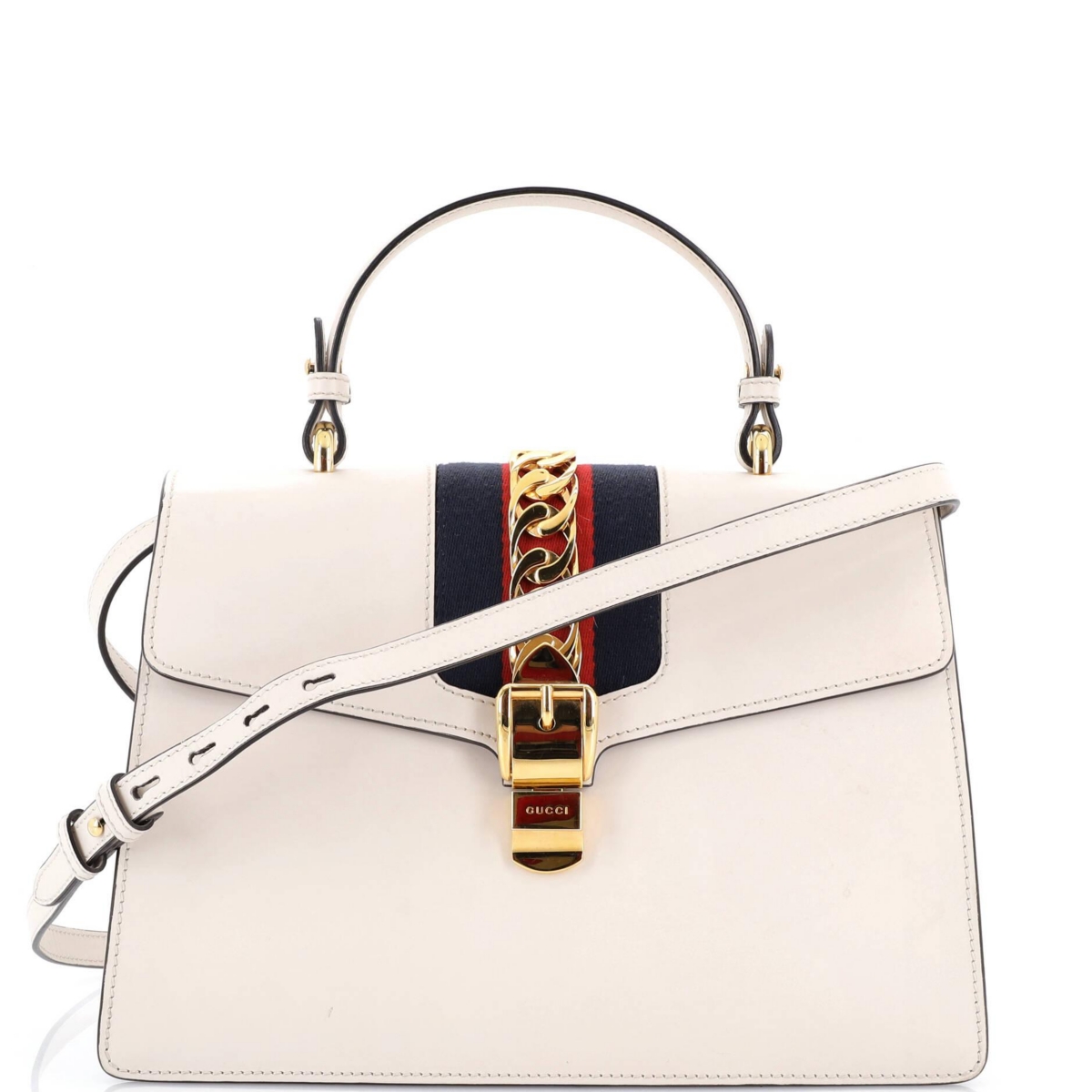 Click here for Pre-Owned Gucci Large Sylvie Top Handle Bag Leathe... prices