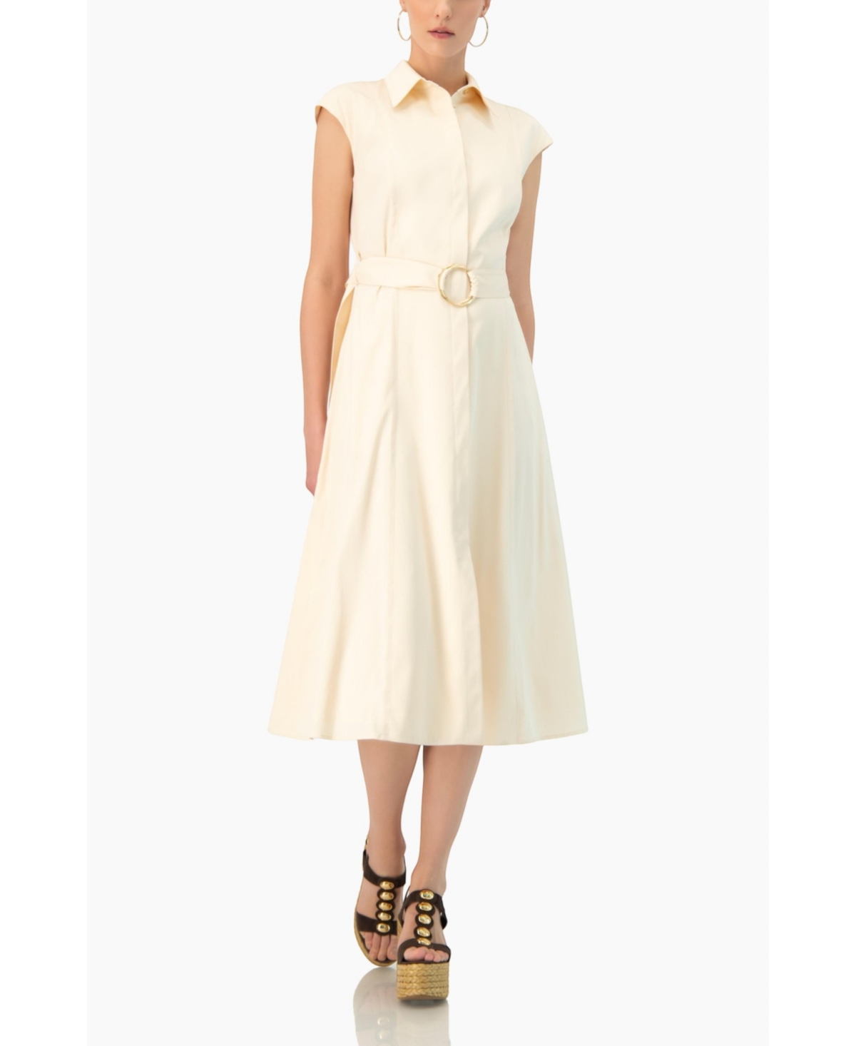 Click here for Ivonne Womens Midi Wide Shirt Dress - Sand prices