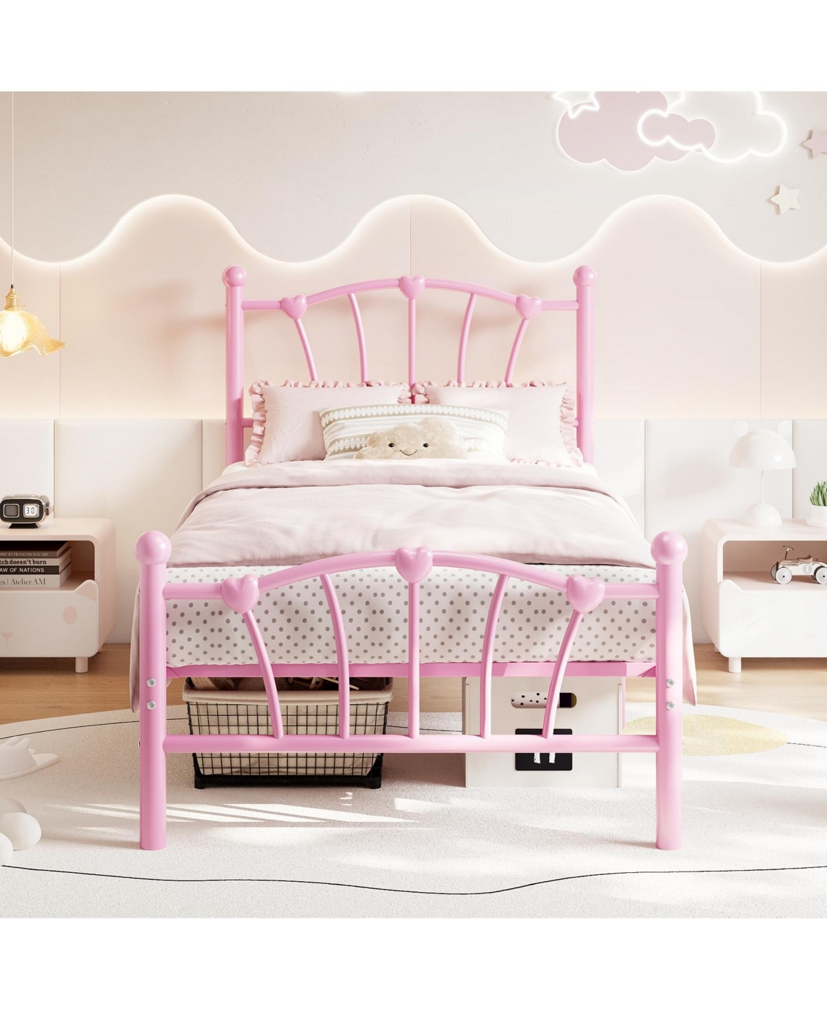 Click here for Homfan Heart-Shaped Metal Platform Bed Frame with... prices