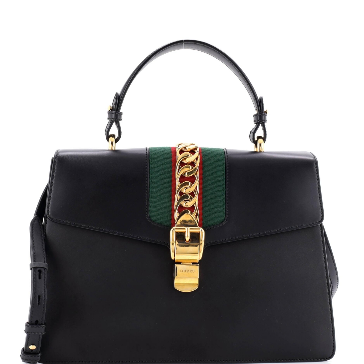 Click here for Pre-Owned Gucci Medium Sylvie Top Handle Bag Leath... prices