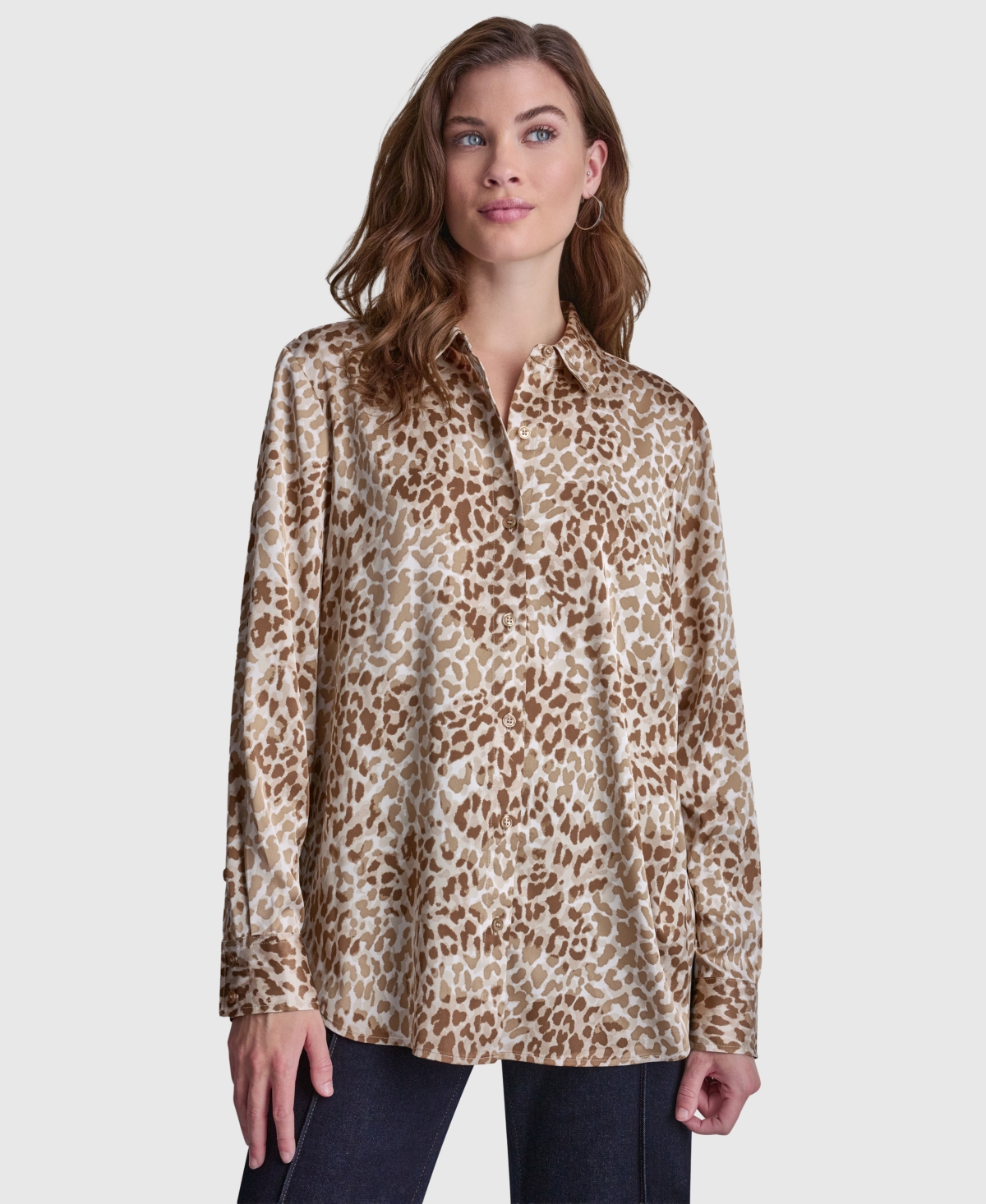 Click here for Dkny Jeans Womens Collared Long-Sleeve Blouse - Di... prices