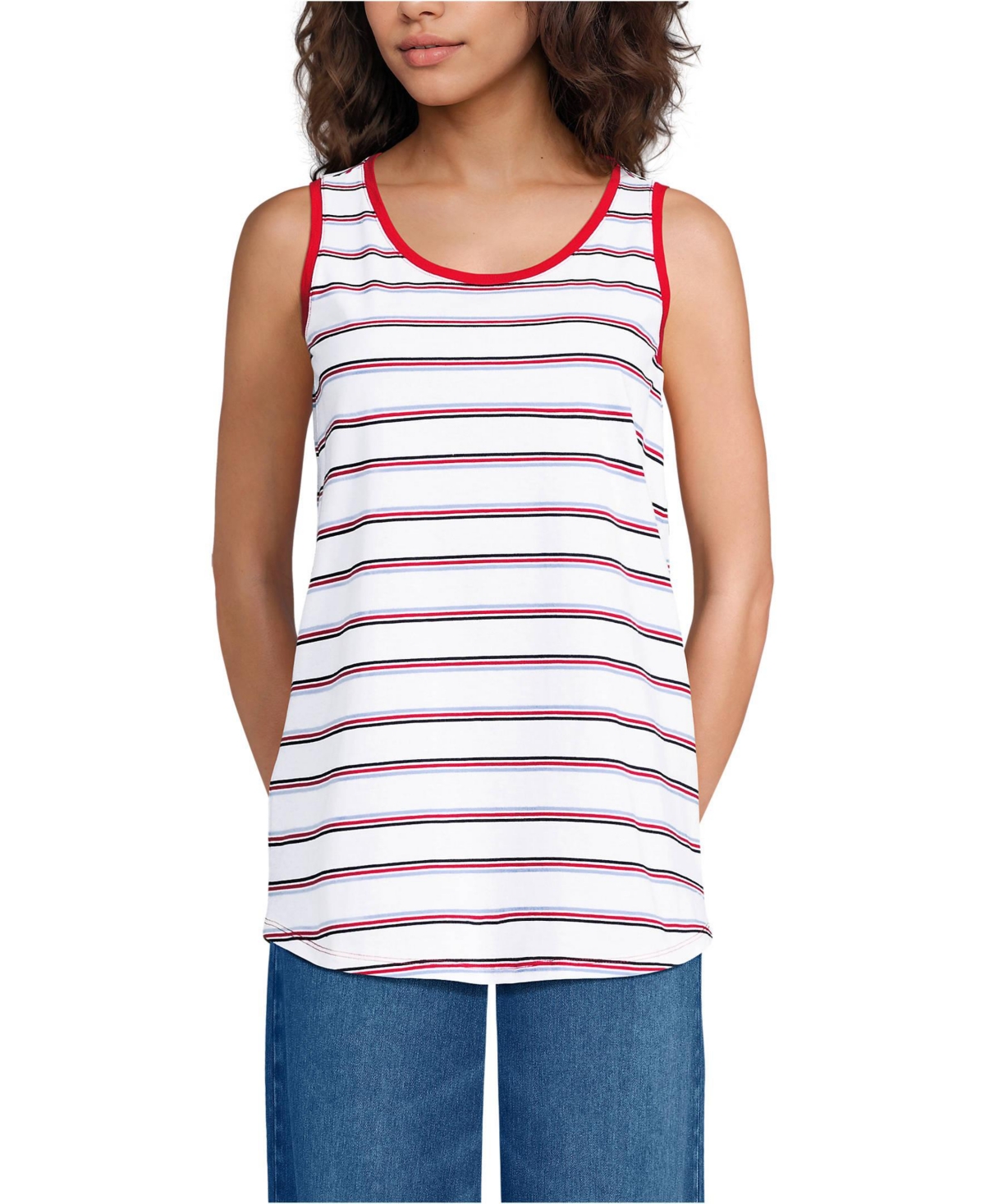 Click here for Lands End Petite Supima Cotton Tunic Tank Top - Wh... prices