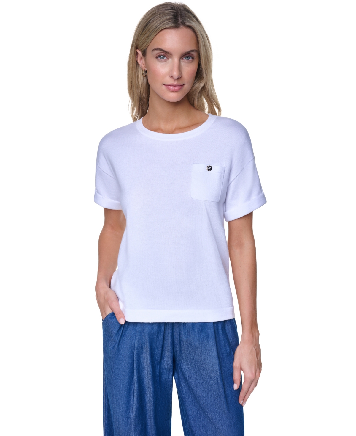 Click here for Nautica Womens Cotton Crewneck Short-Sleeve Sweate... prices