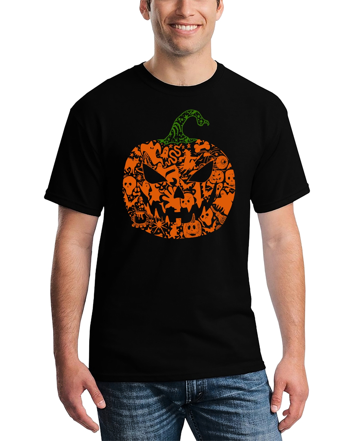 Click here for La Pop Art Mens Halloween Pumpkin Word Art T-Shirt... prices