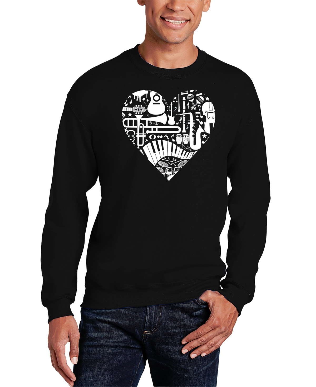 Click here for La Pop Art Mens Instruments Word Art Crewneck Swea... prices