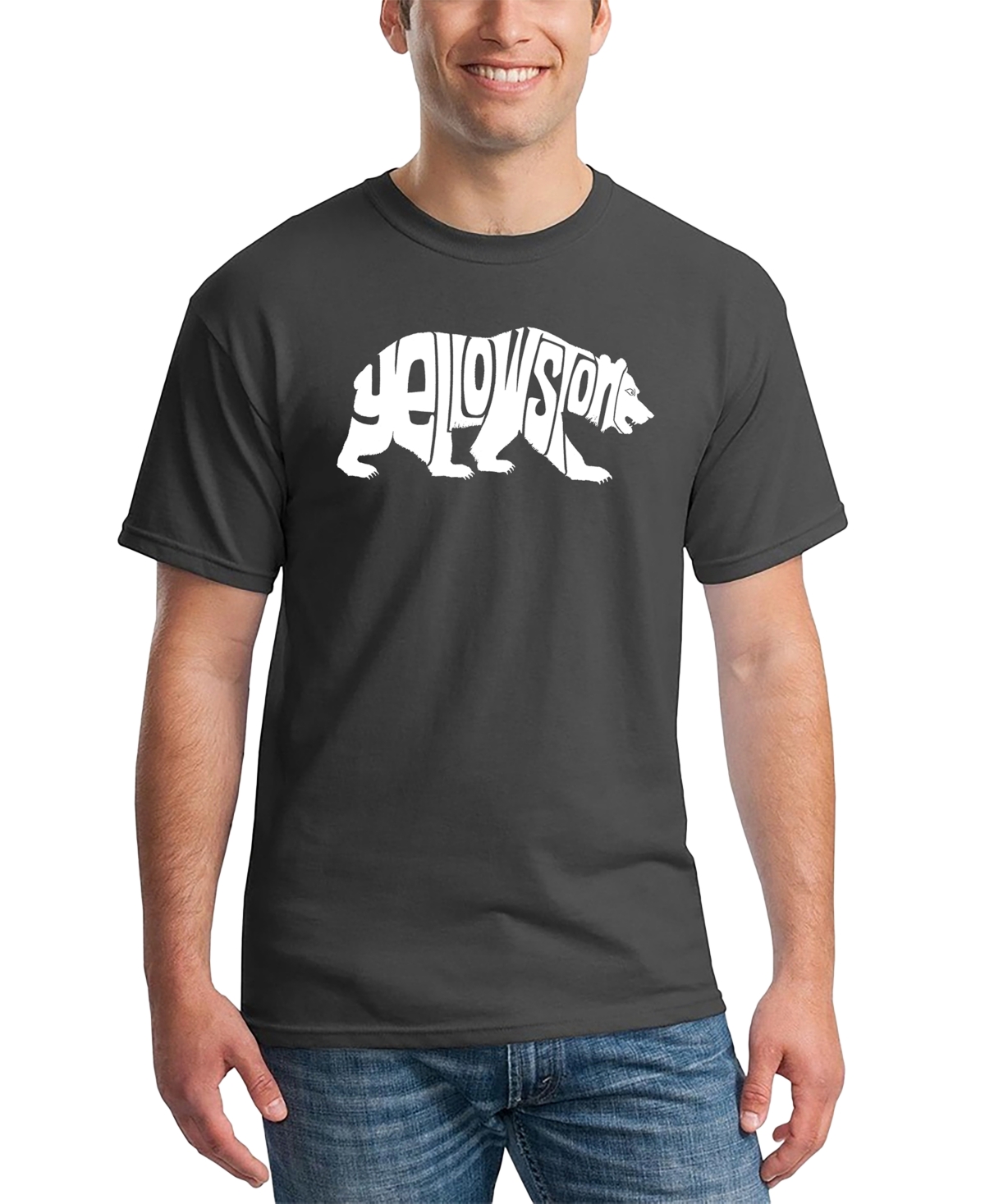 Click here for La Pop Art Mens Yellowstone Bear Word Art T-Shirt... prices