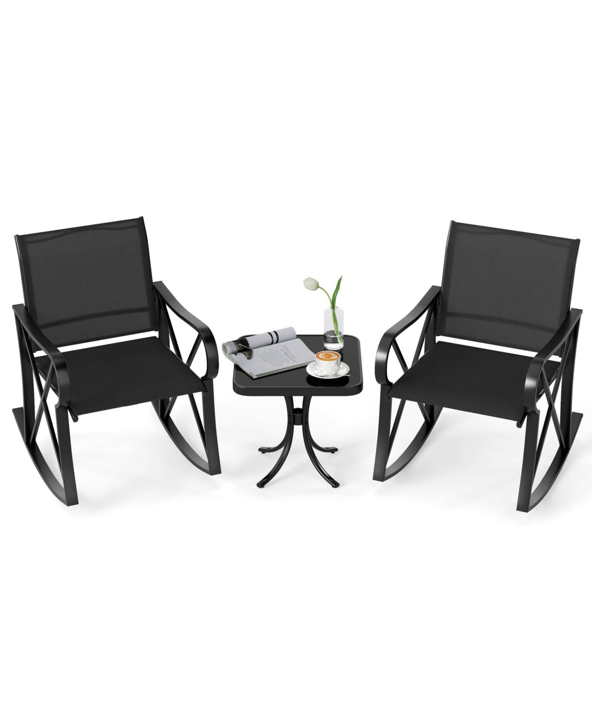 Click here for Sugift 3 Piece Patio Rocking Bistro Set with Smoot... prices