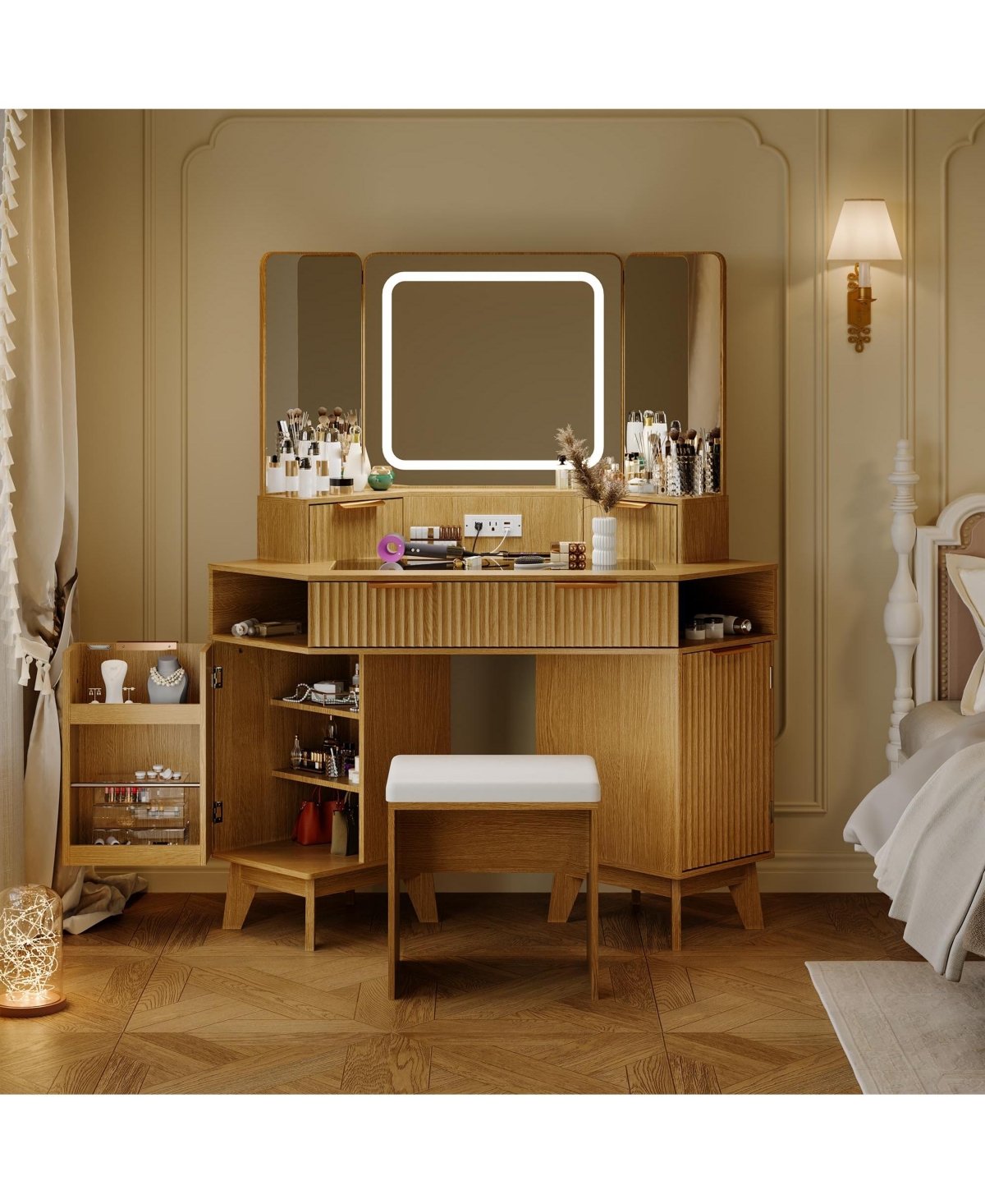 Click here for gaomon Corner Makeup Vanity Desk  Modern Vanity De... prices