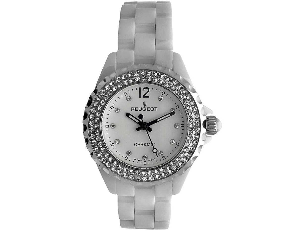 Click here for Peugeot Womens 36mm White Ceramic Watch with Silve... prices