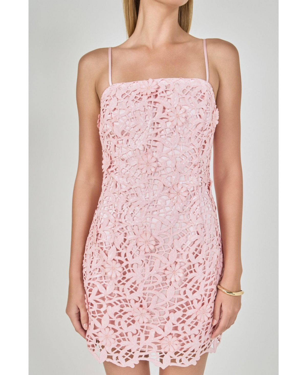 Click here for endless rose Womens 3D Sequins Lace Mini Dress - P... prices