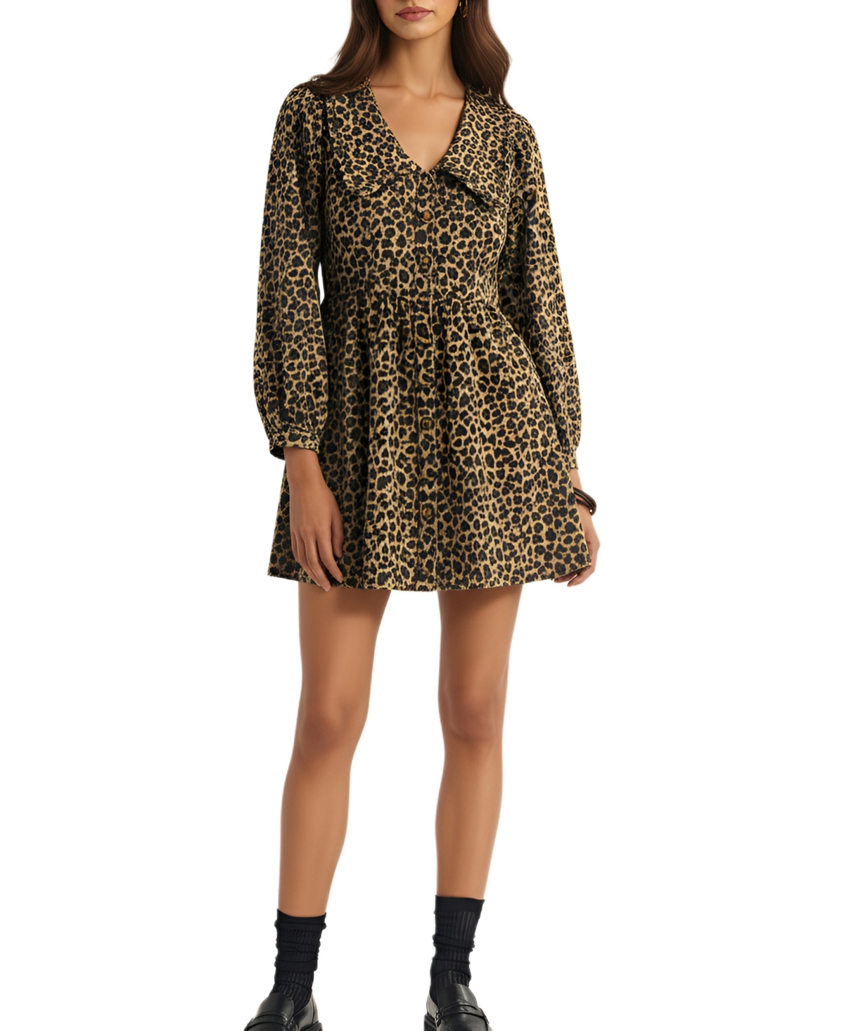 Click here for Modenaire Womens Leopard Print Oversized Collar Lo... prices