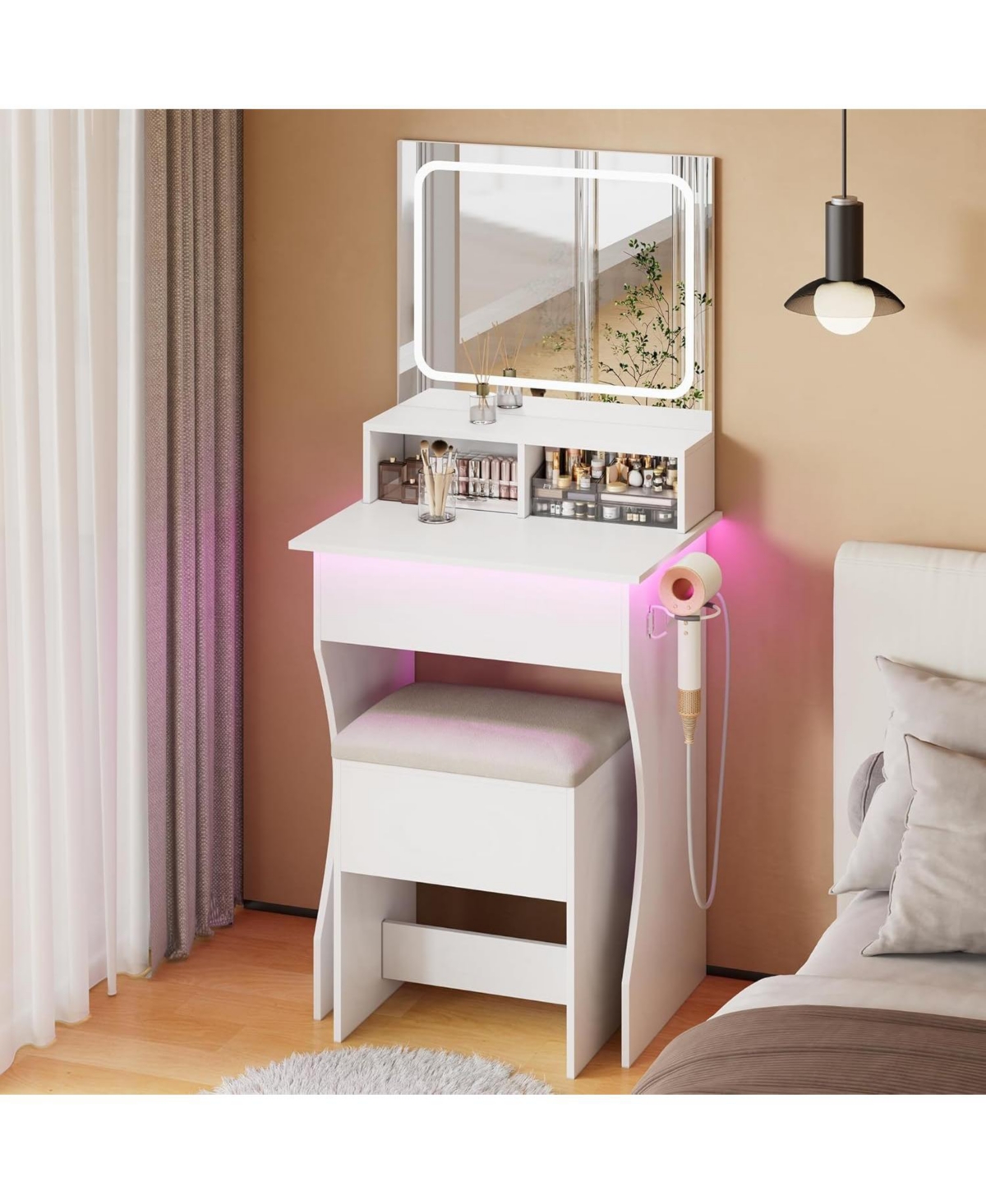 Click here for Dyhome Makeup Vanity Desk with Rgb Lighting  Power... prices