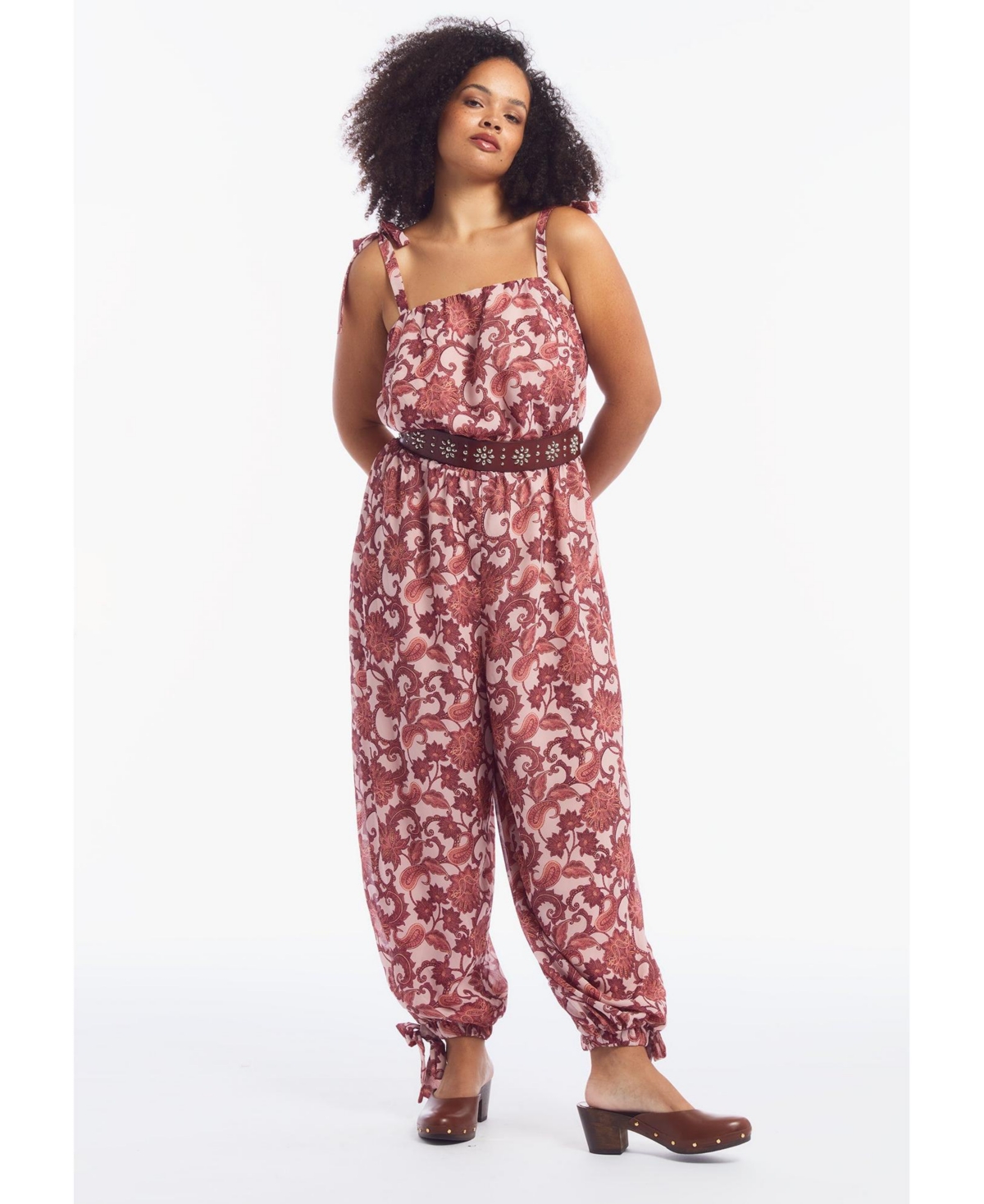 Click here for June & Vie Womens Crinkle Chiffon Jumpsuit - Red l... prices