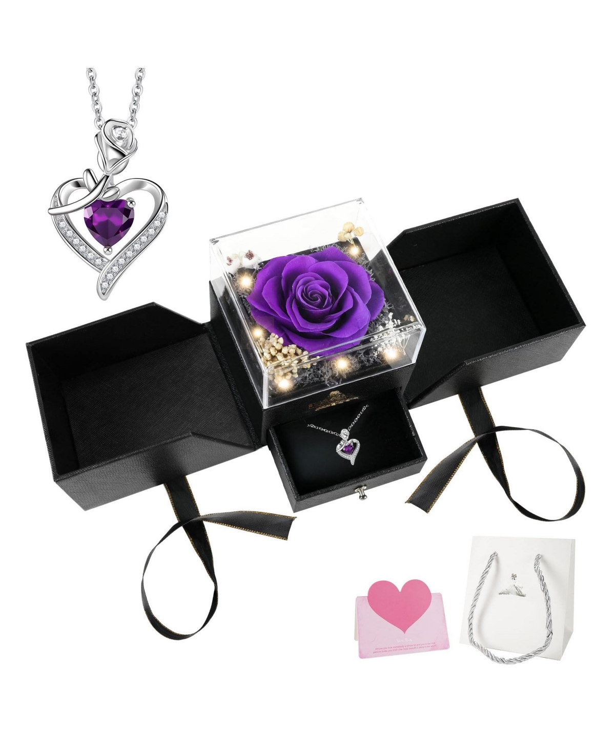 Click here for Gnuadz Preserved Rose Necklace Gift For Her - Purp... prices