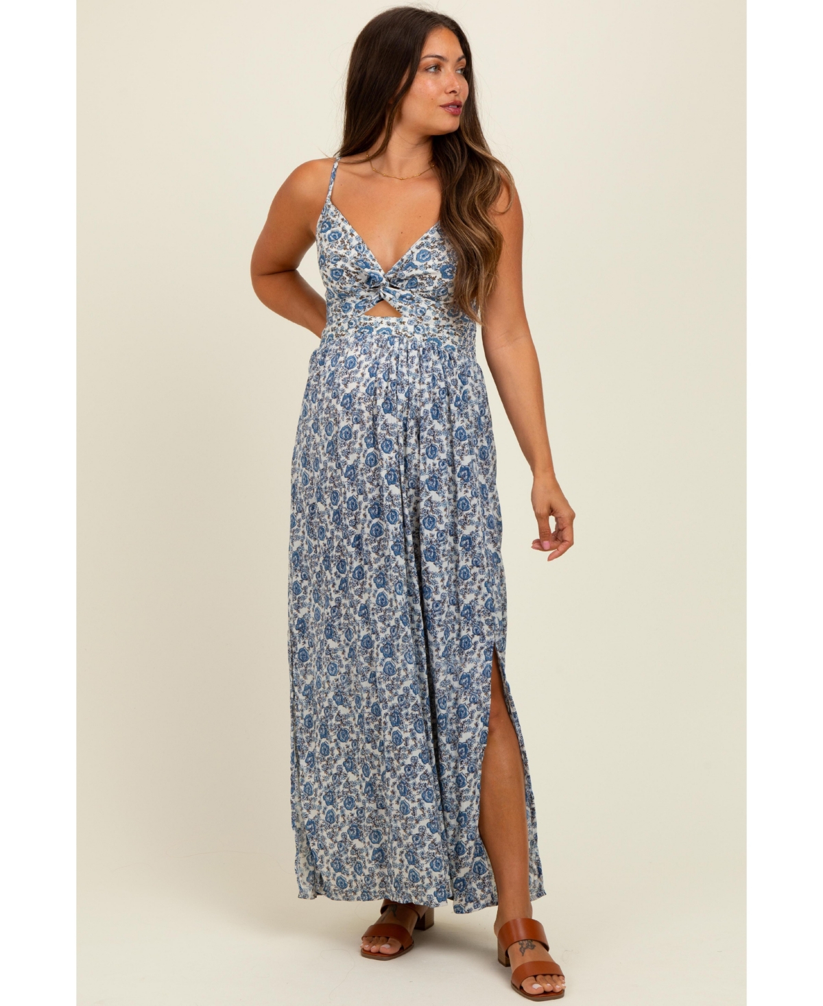 Click here for Pinkblush Maternity Blue Floral V-Neck Twist Front... prices
