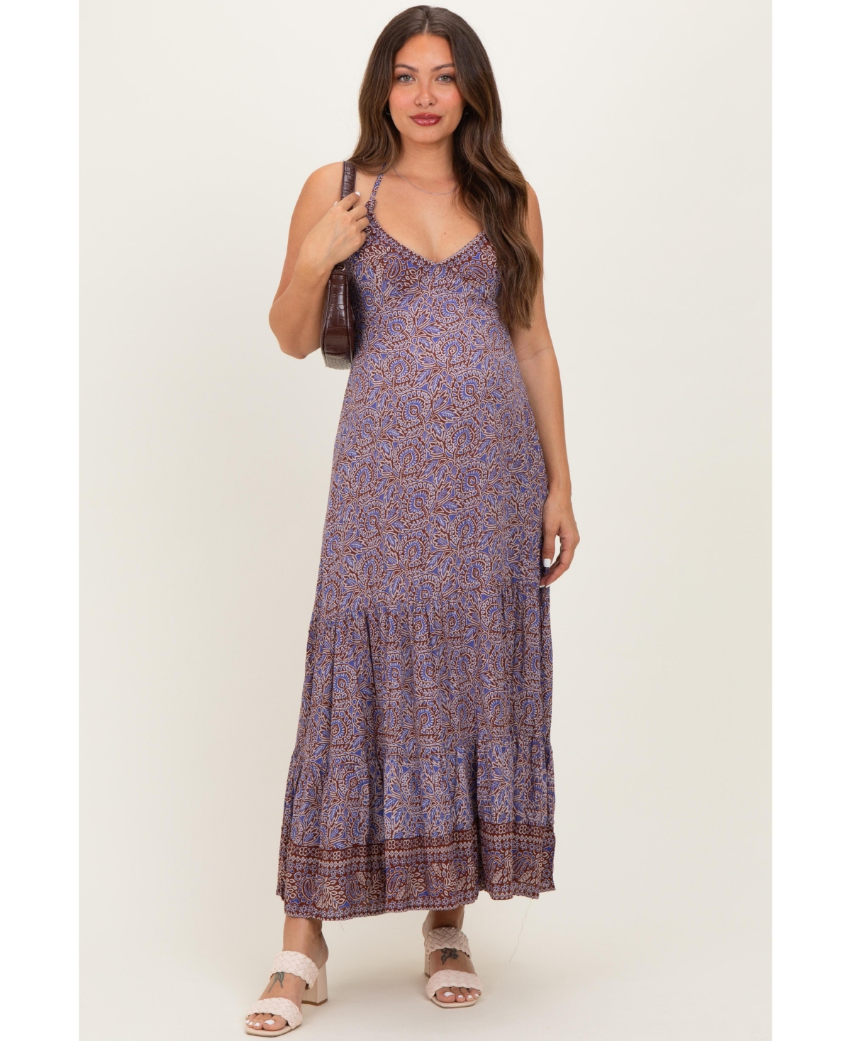Click here for Pinkblush Maternity Brown Paisley Halter Maxi Dres... prices